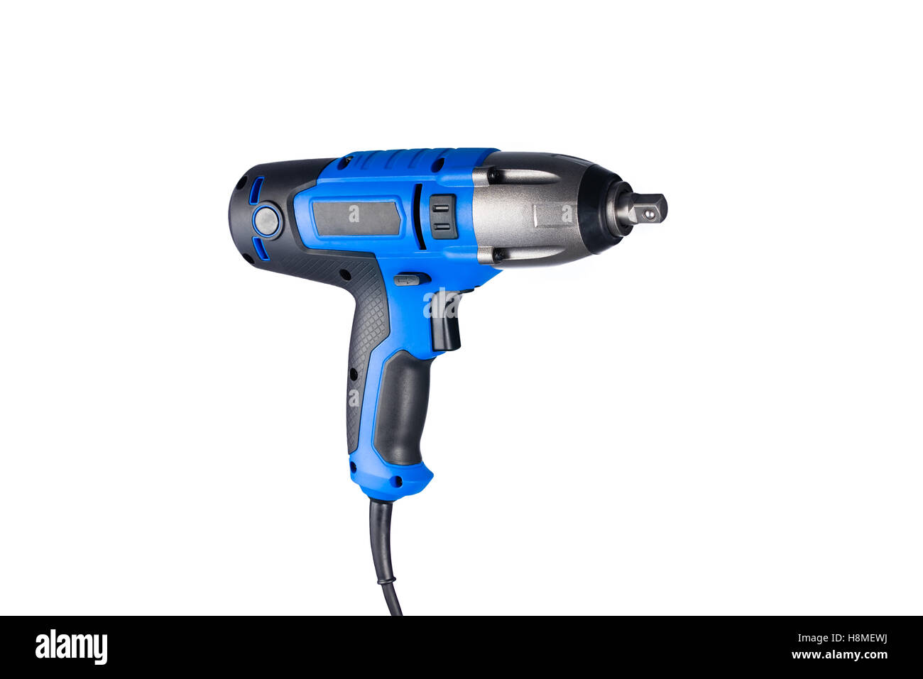 Blue impact gun isolated on white background Stock Photo - Alamy