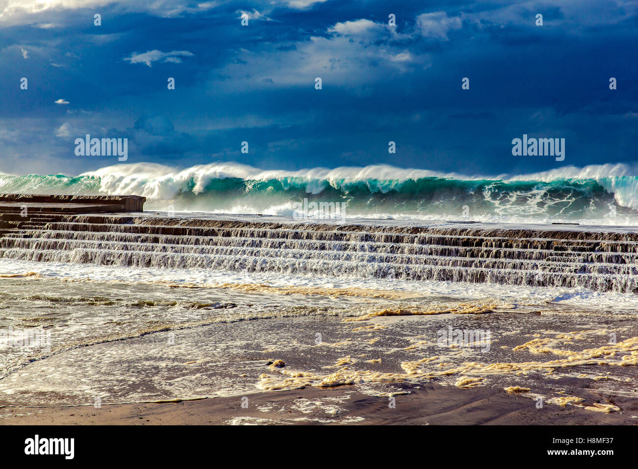 sea tempest in Bajamar municipality (Tenerife island) Spain Stock Photo ...