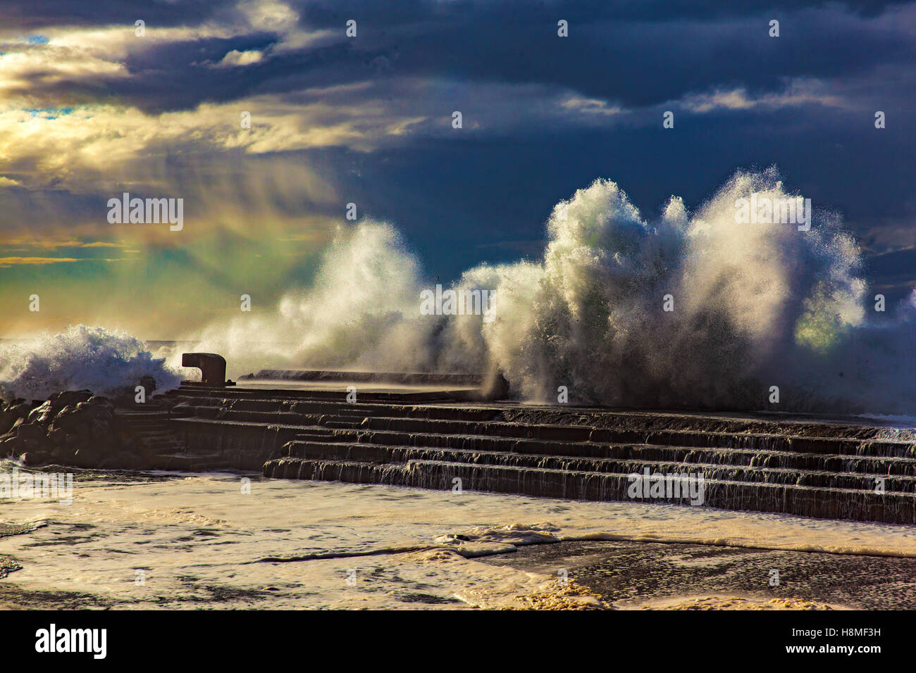 sea tempest in Bajamar municipality (Tenerife island) Spain Stock Photo ...