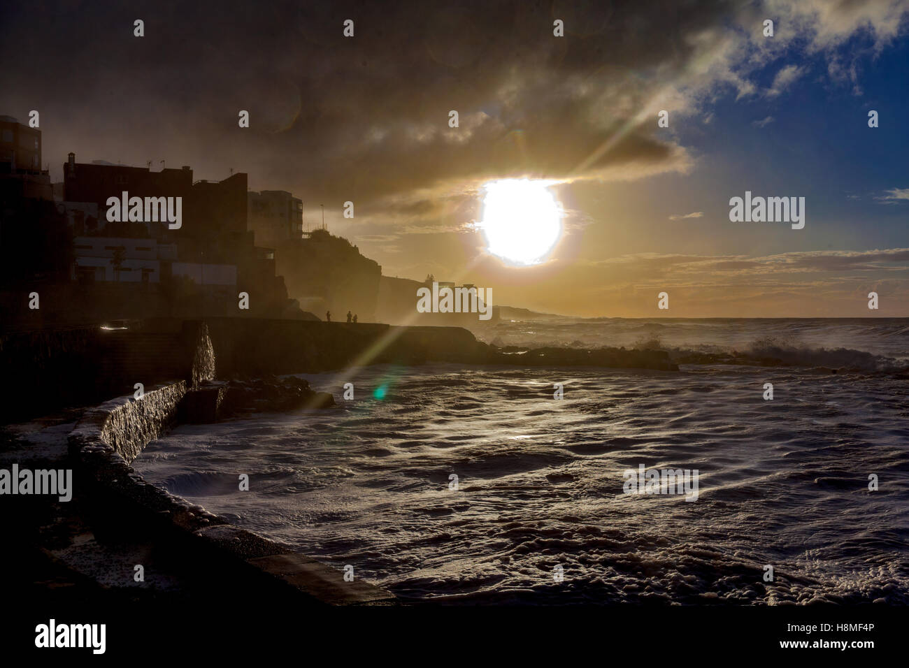 sea tempest in Bajamar municipality (Tenerife island) Spain Stock Photo ...