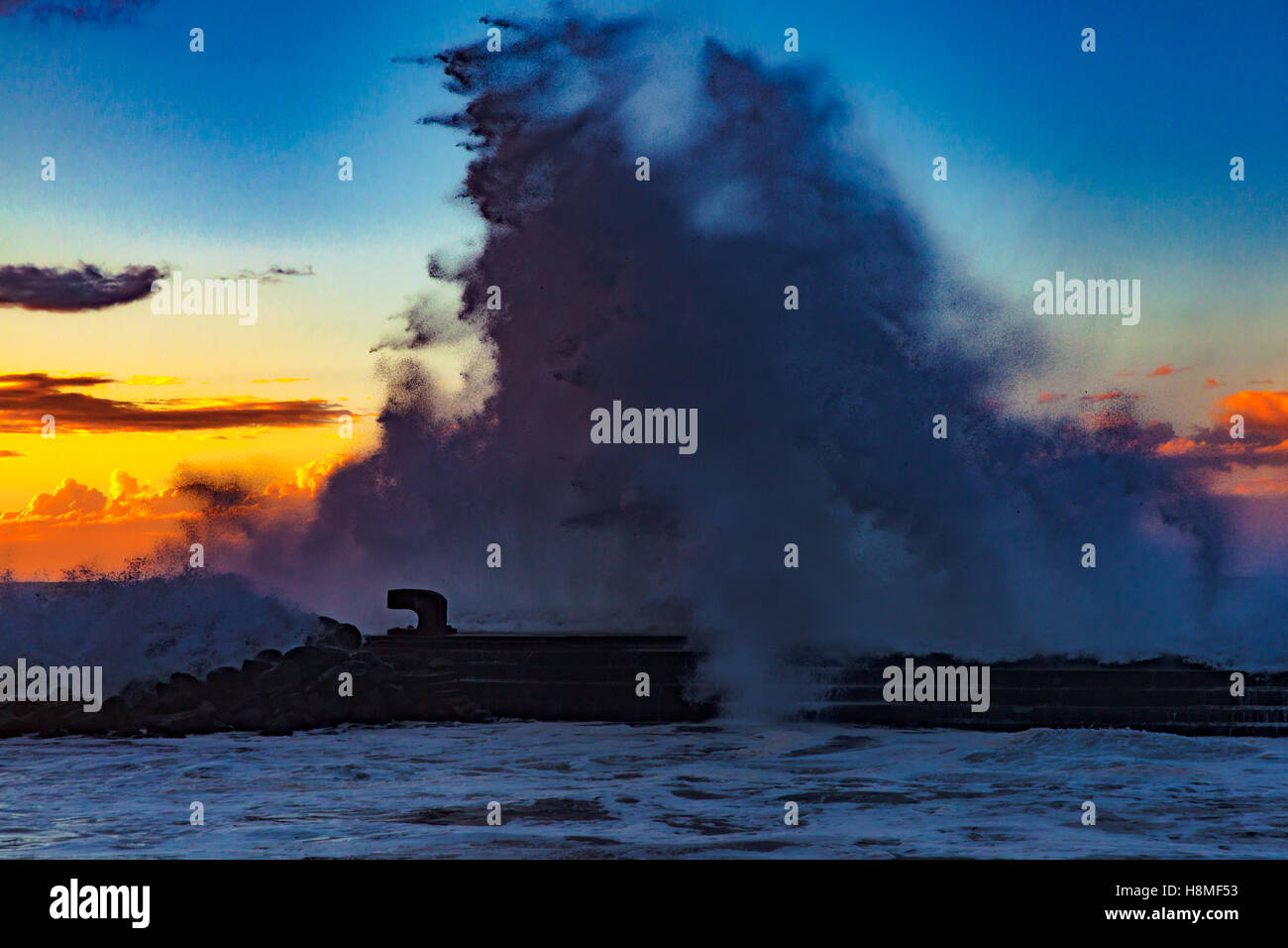 sea tempest in Bajamar municipality (Tenerife island) Spain Stock Photo ...