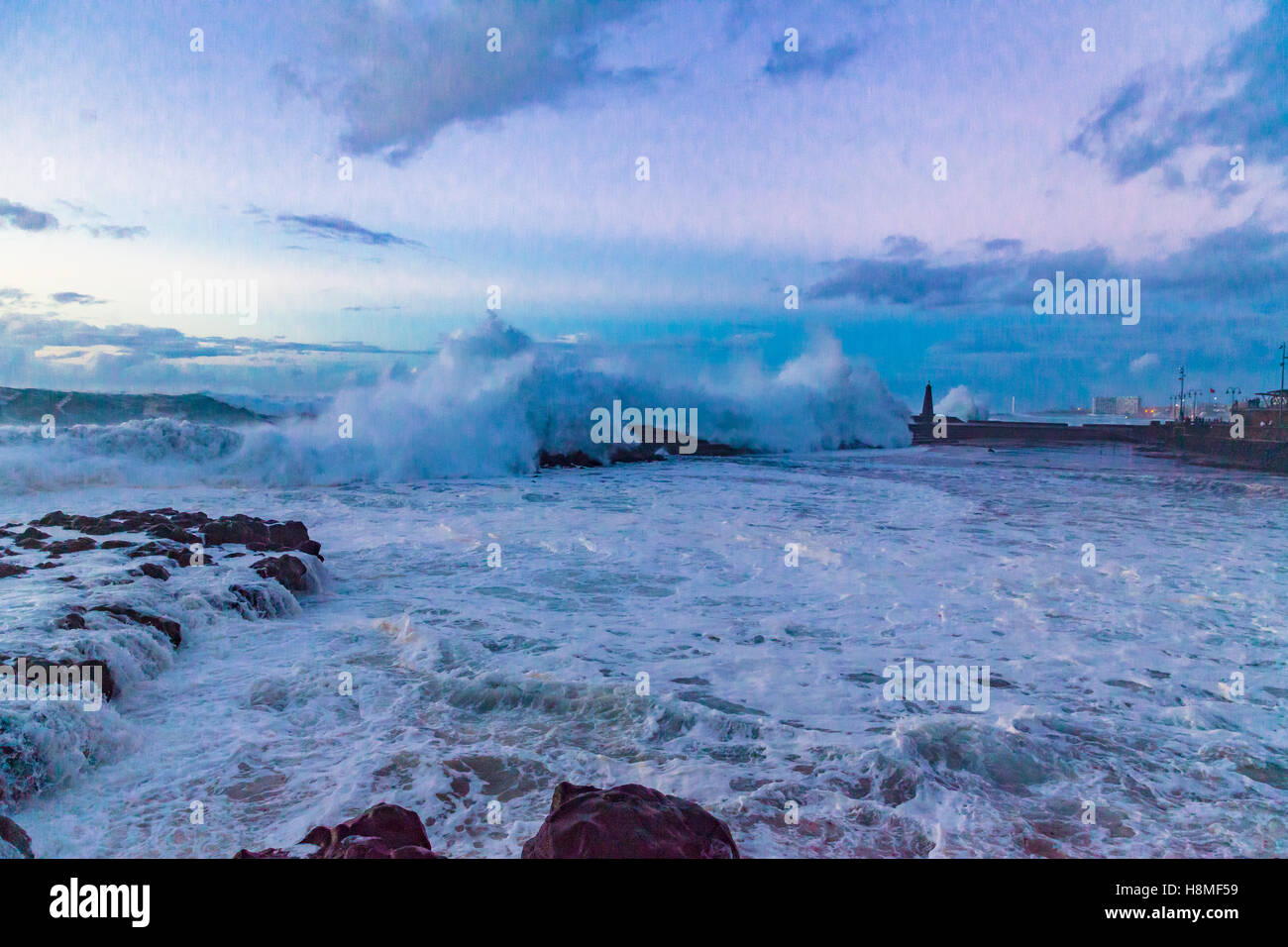 sea tempest in Bajamar municipality (Tenerife island) Spain Stock Photo ...