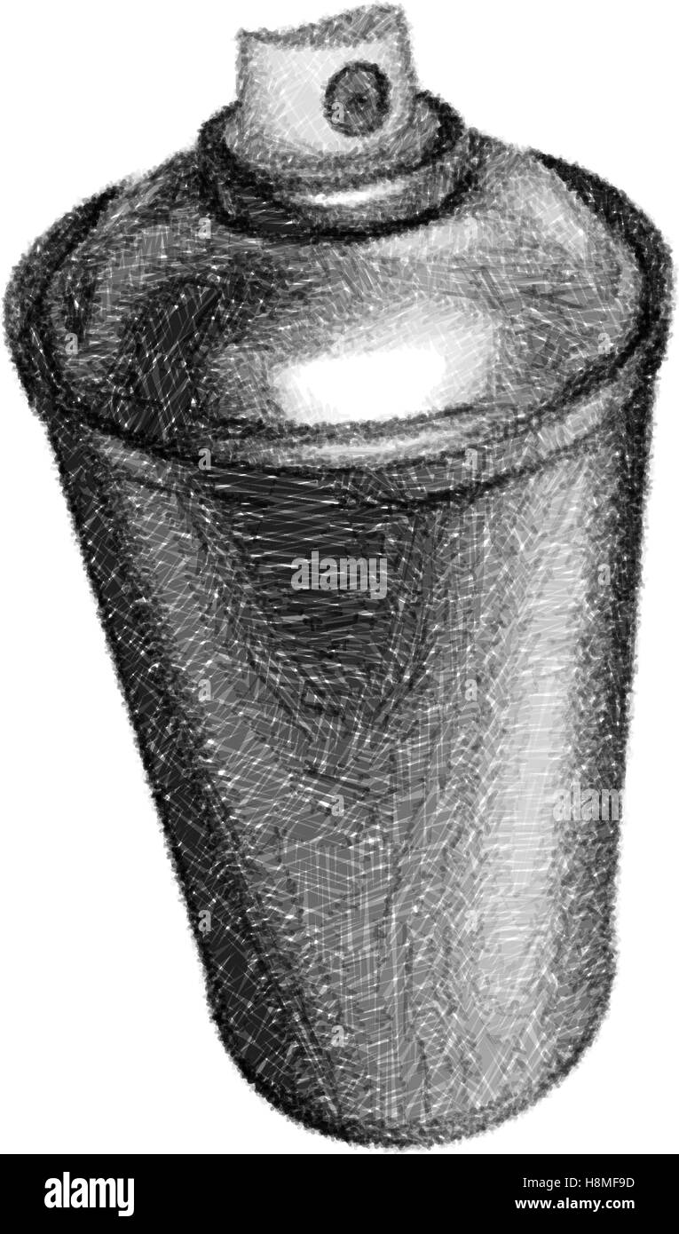 graffiti spraycan pencil hatch sketch in black and white Stock Vector ...
