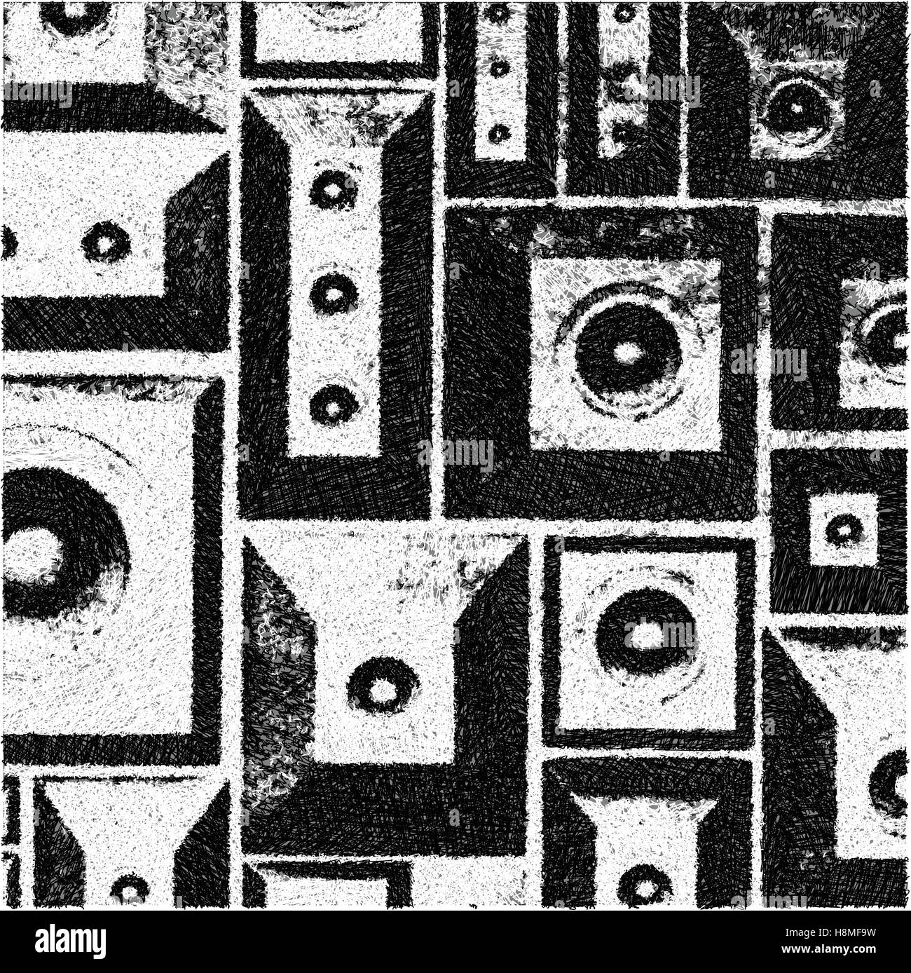 sketched composition grunge old speaker sound system Stock Vector Image ...