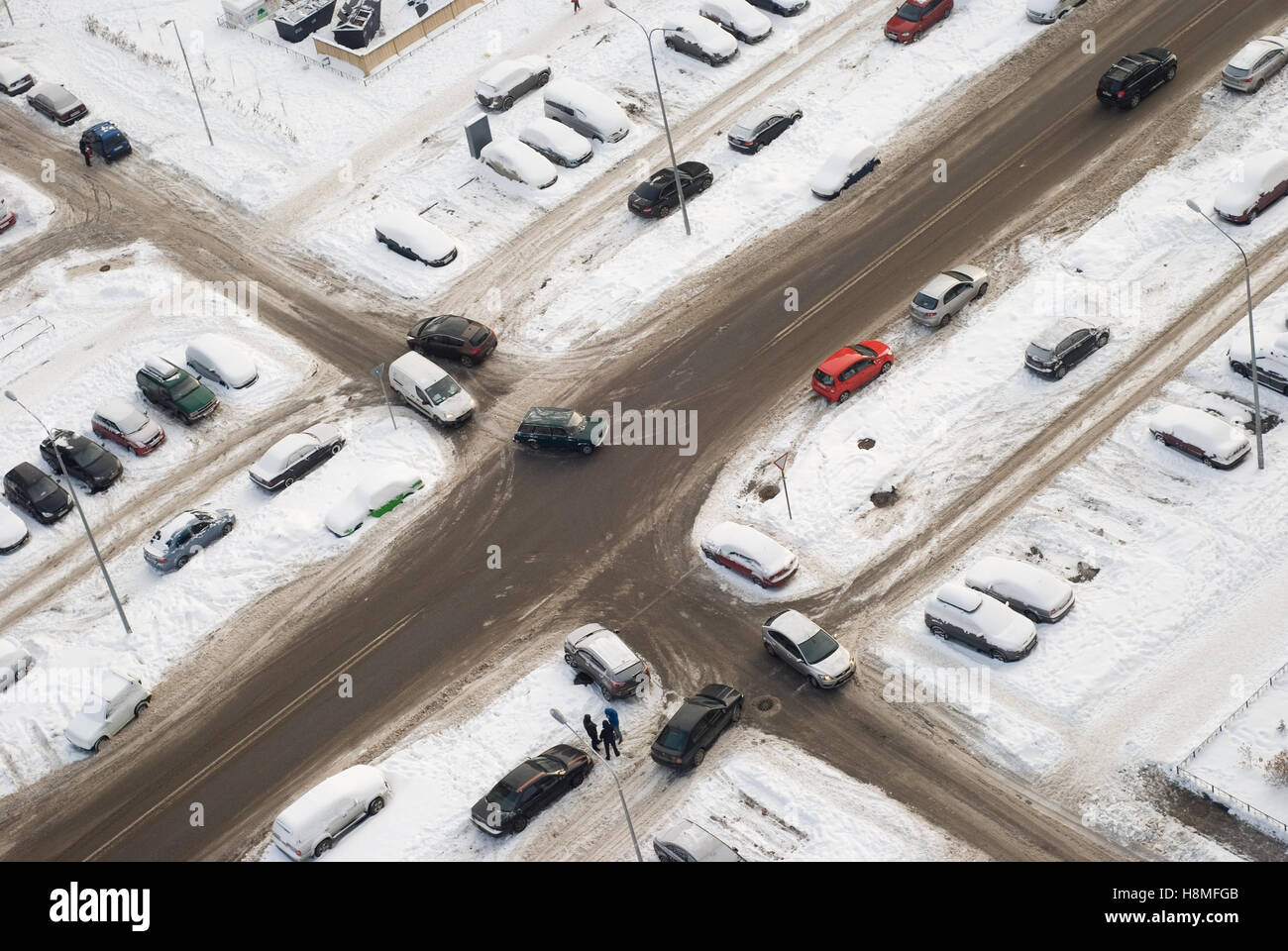 The crossroad in the residential area Stock Photo - Alamy