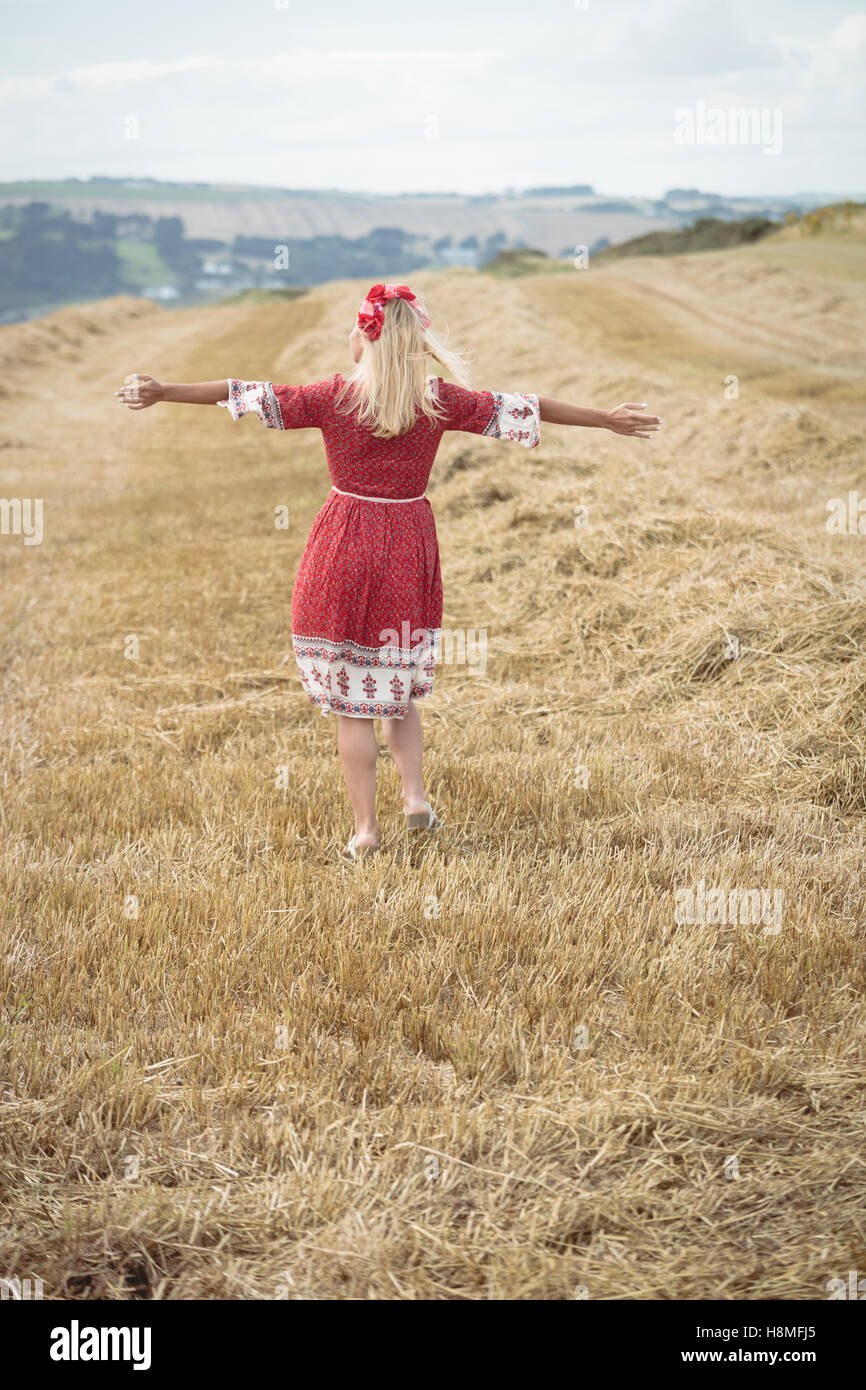 Woman Standing Spread Arms Hi res Stock Photography And Images Alamy