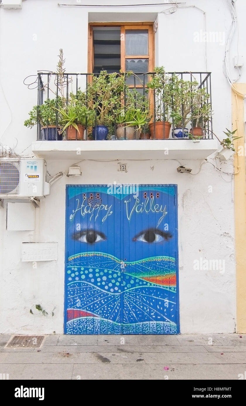 Beautifully decorated blue door with eyes and decorations Happy Valley ...