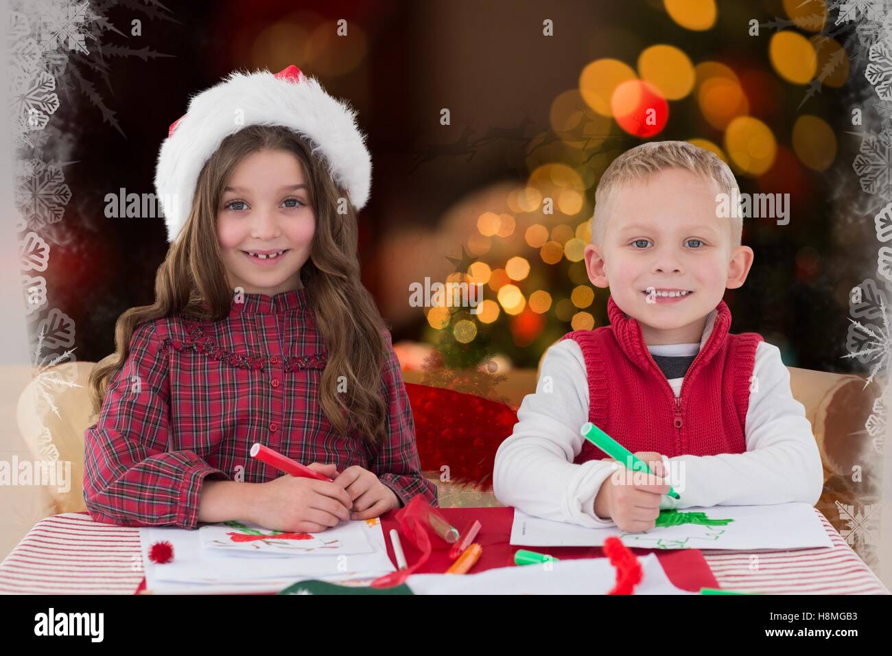 Portrait of two kids sketching in drawing book Stock Photo - Alamy