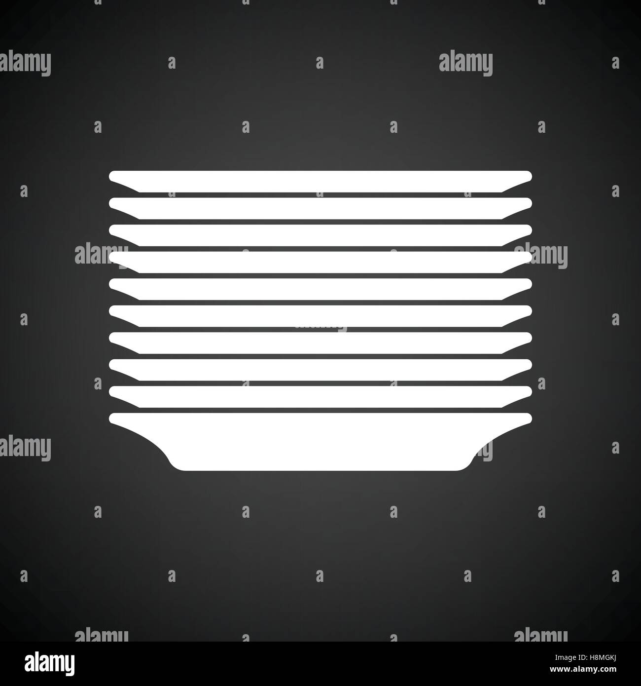 Plate stack icon. Black background with white. Vector illustration ...