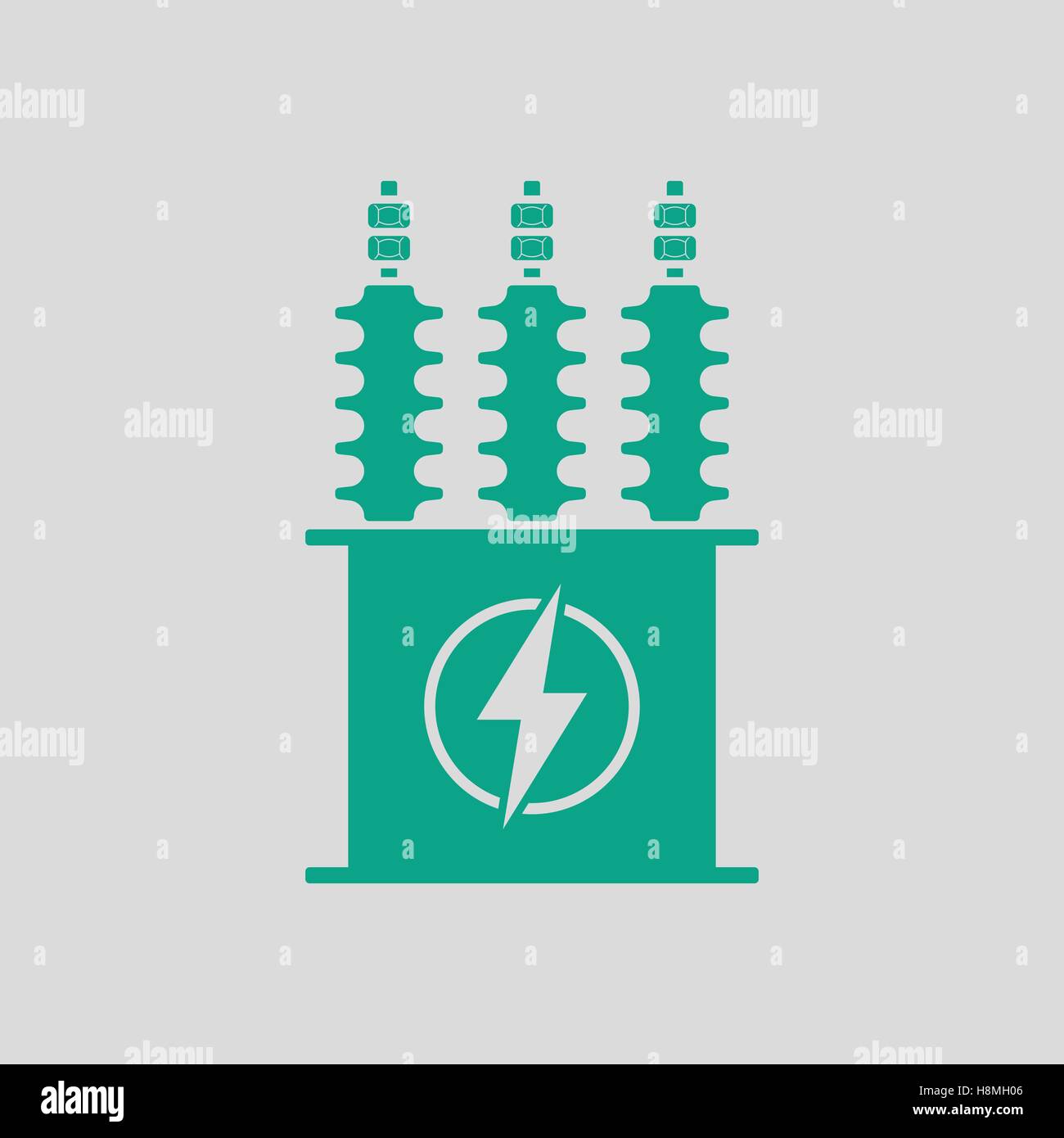 Electric transformer icon. Gray background with green. Vector ...
