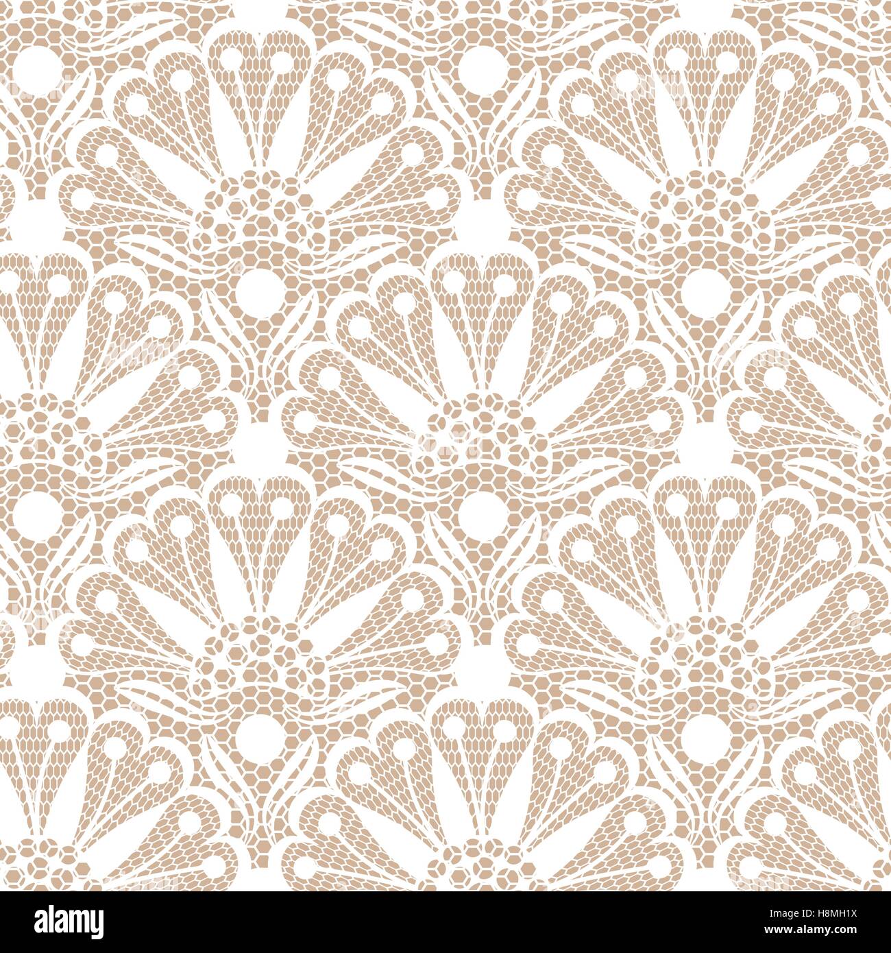 Seamless flower lace pattern on beige background Stock Vector Image ...