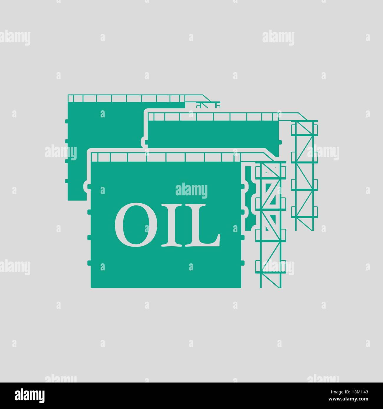 Oil tank storage icon. Gray background with green. Vector illustration ...