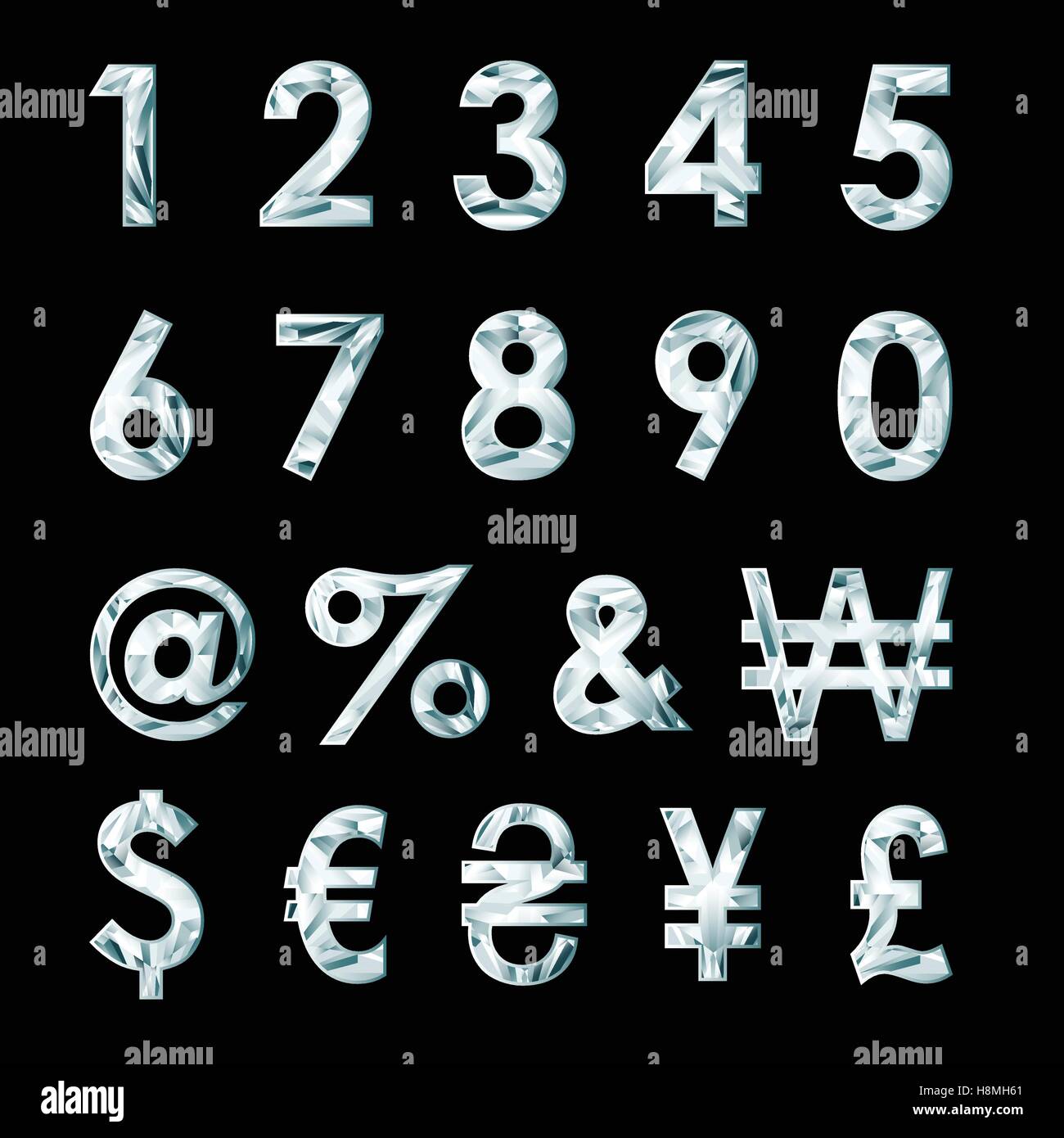 Diamond numbers and currency symbols Stock Vector Image & Art - Alamy