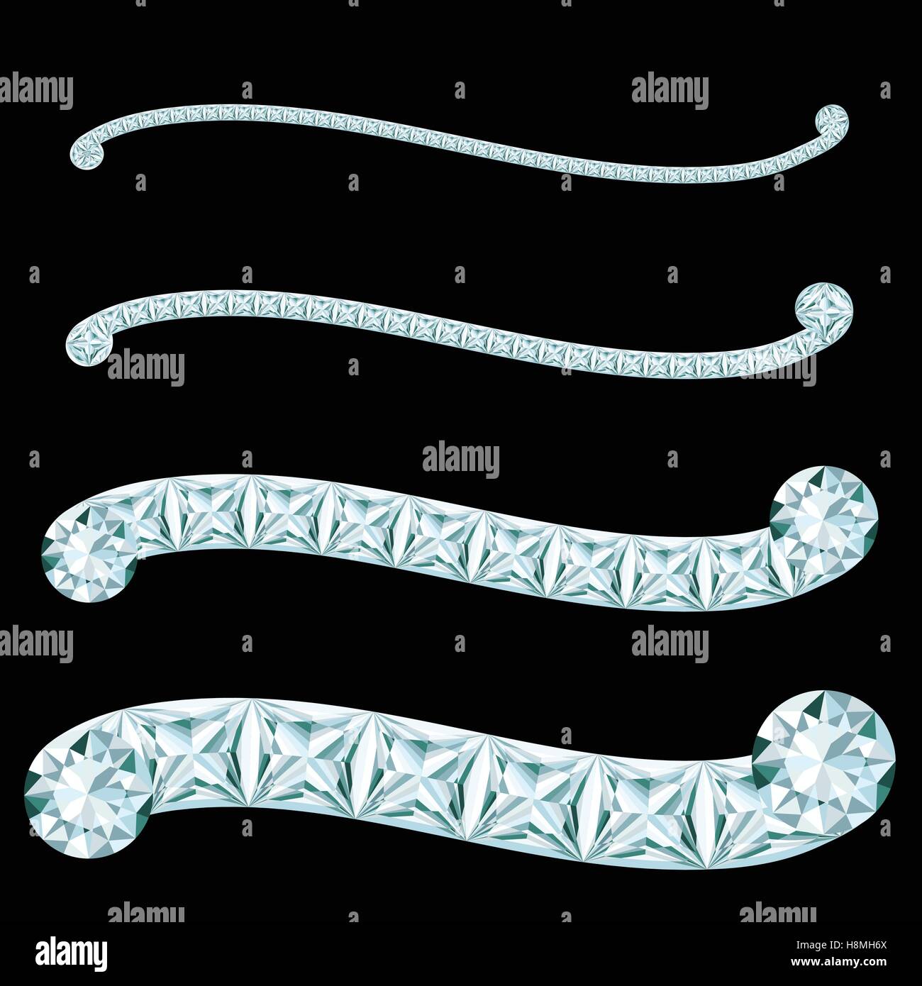 Set of decorative diamond elements on black background Stock Vector ...