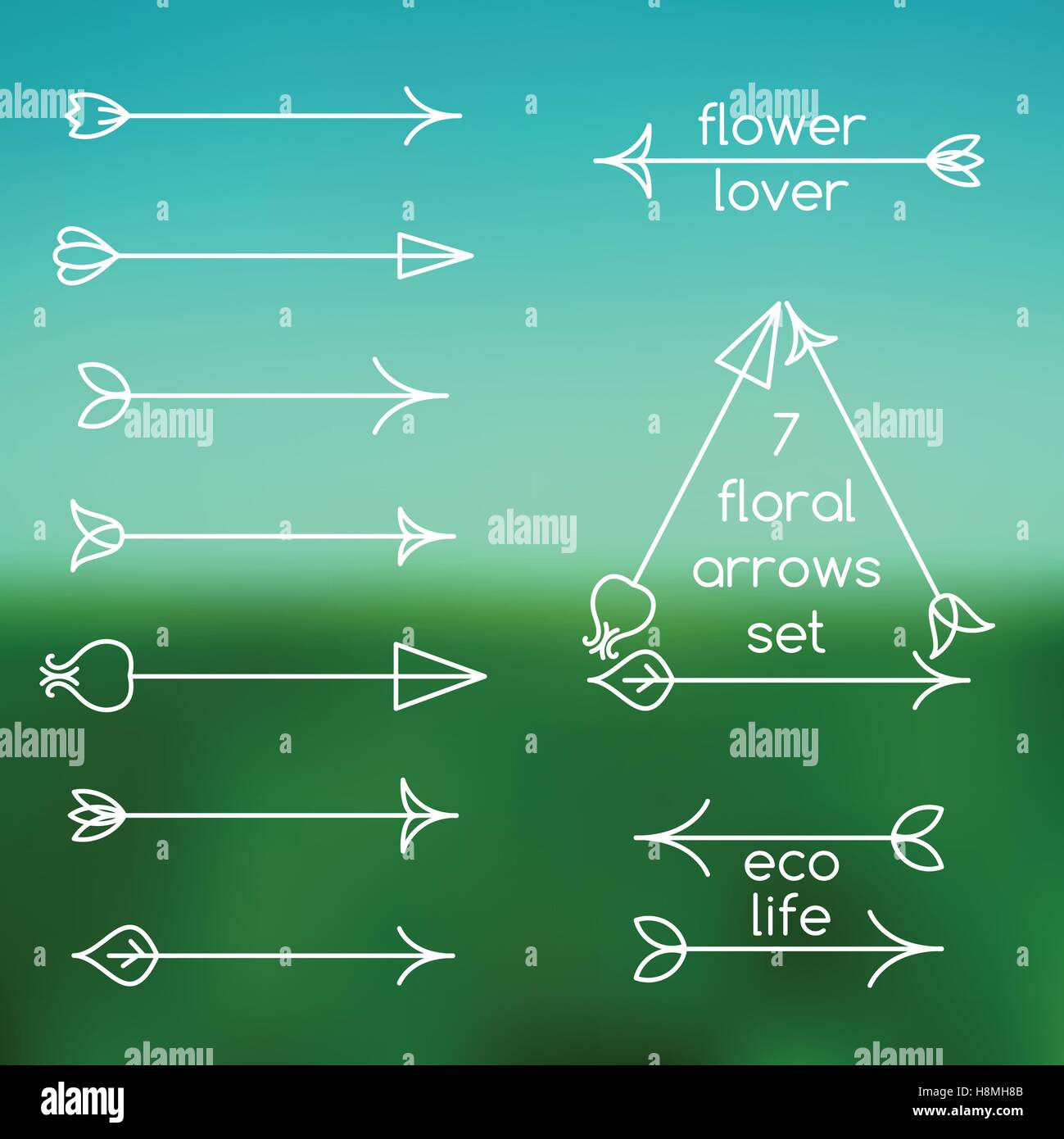 Set of floral arrows line art and logo examples Stock Vector Image ...
