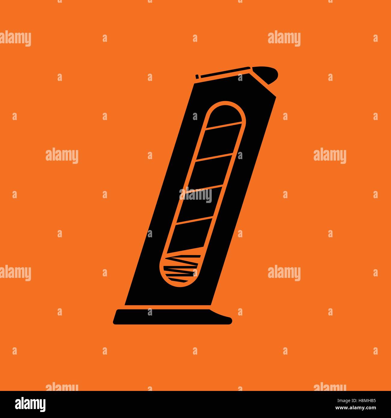 Gun magazine icon. Orange background with black. Vector illustration ...