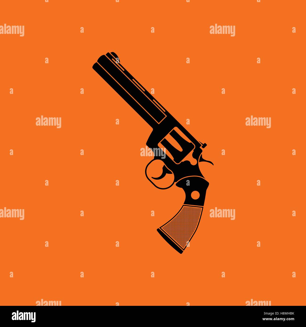Revolver gun icon. Orange background with black. Vector illustration ...