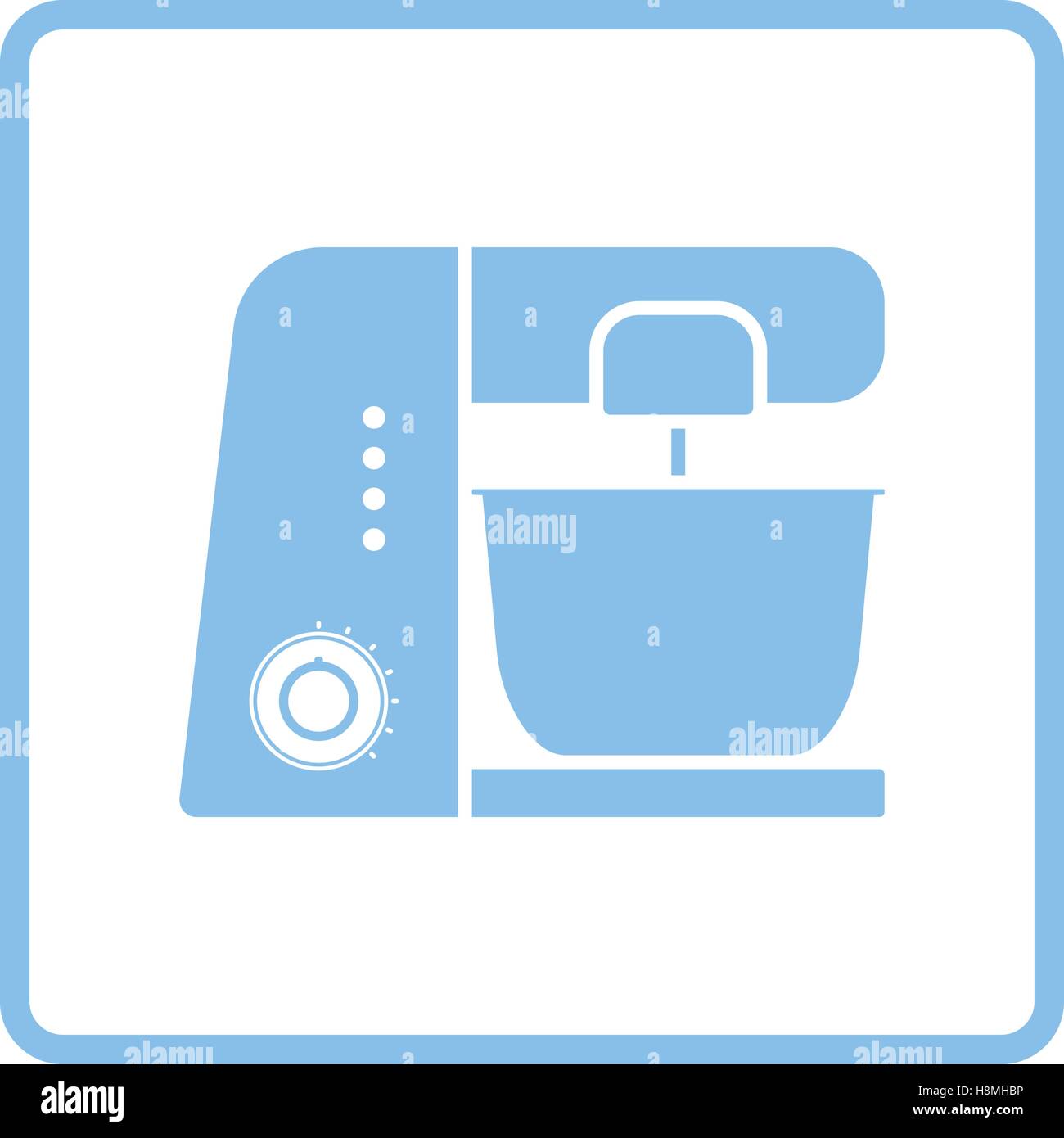 Kitchen food processor icon. Blue frame design. Vector illustration ...