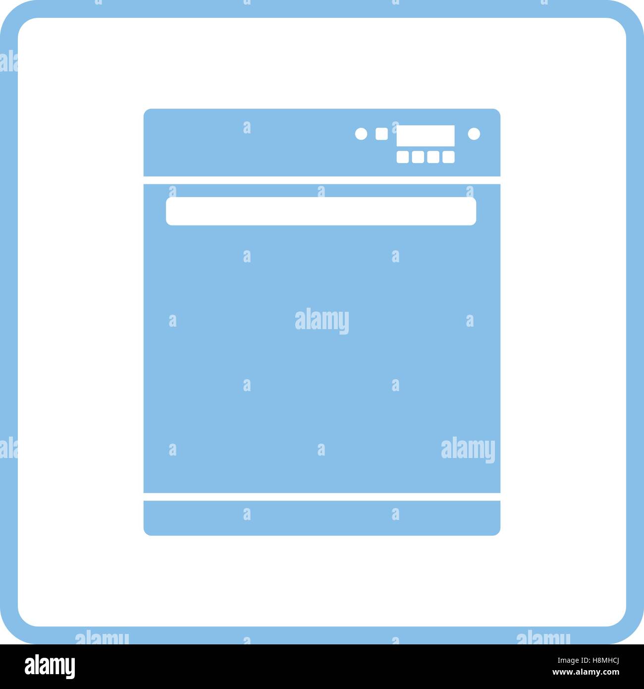 Kitchen dishwasher machine icon. Blue frame design. Vector illustration ...