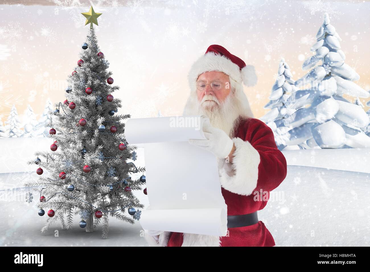 Santa claus reading letter Stock Photo - Alamy