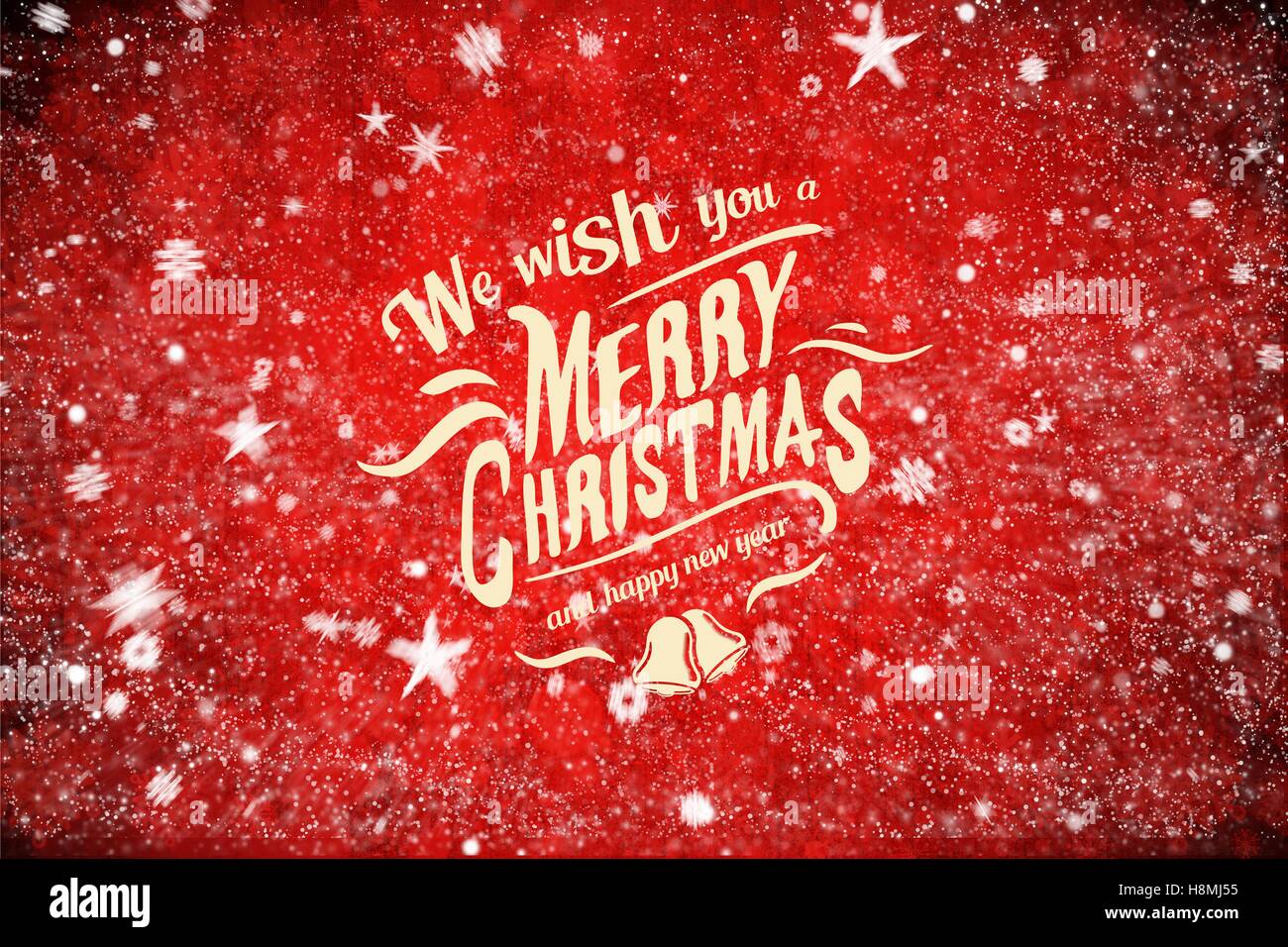 Christmas Message on Snowy Red Background Design Stock Photo - Alamy
