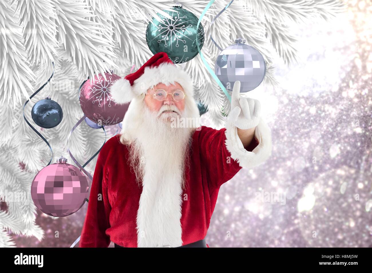 Santa claus showing his finger Stock Photo - Alamy