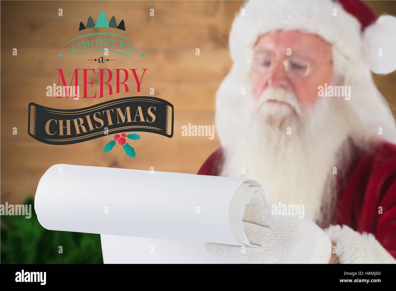 Santa claus reading letter Stock Photo - Alamy