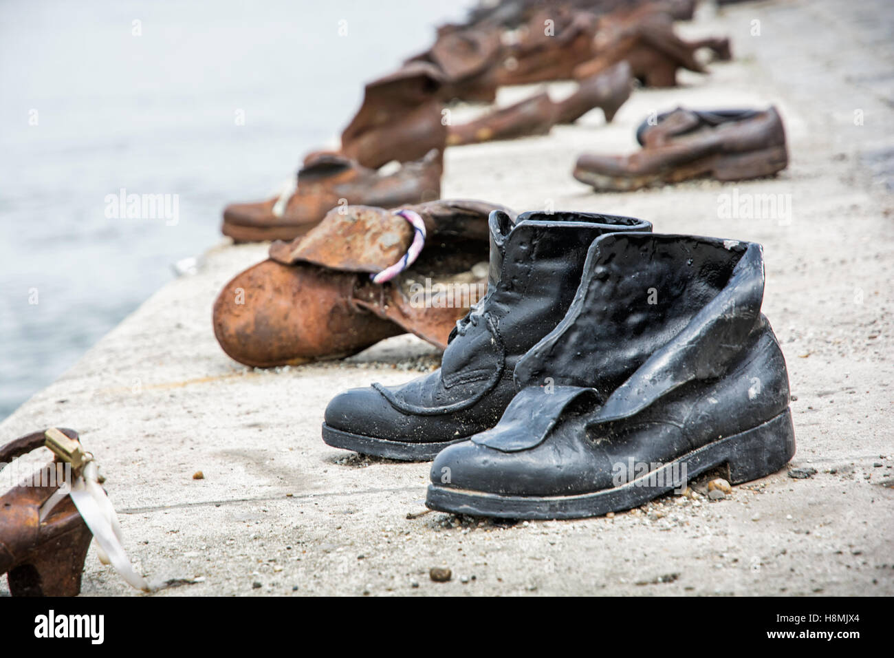 Shoes monument on the Danube bank is a memorial in Budapest, Hungary ...
