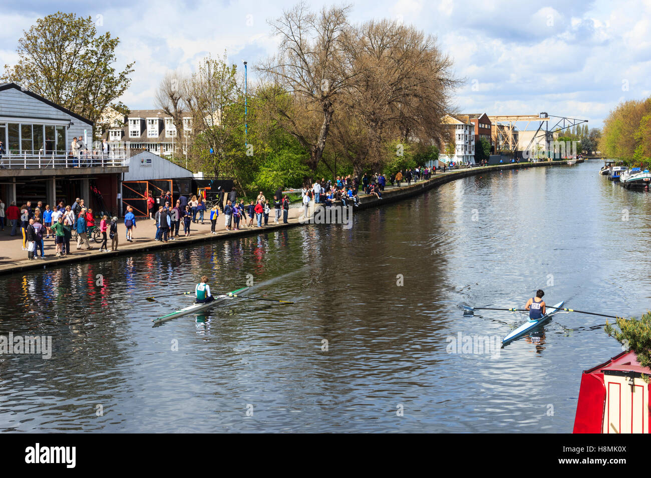 Rowing event at Lea Rowing Club, River Lea, Upper Clapton, London, UK ...