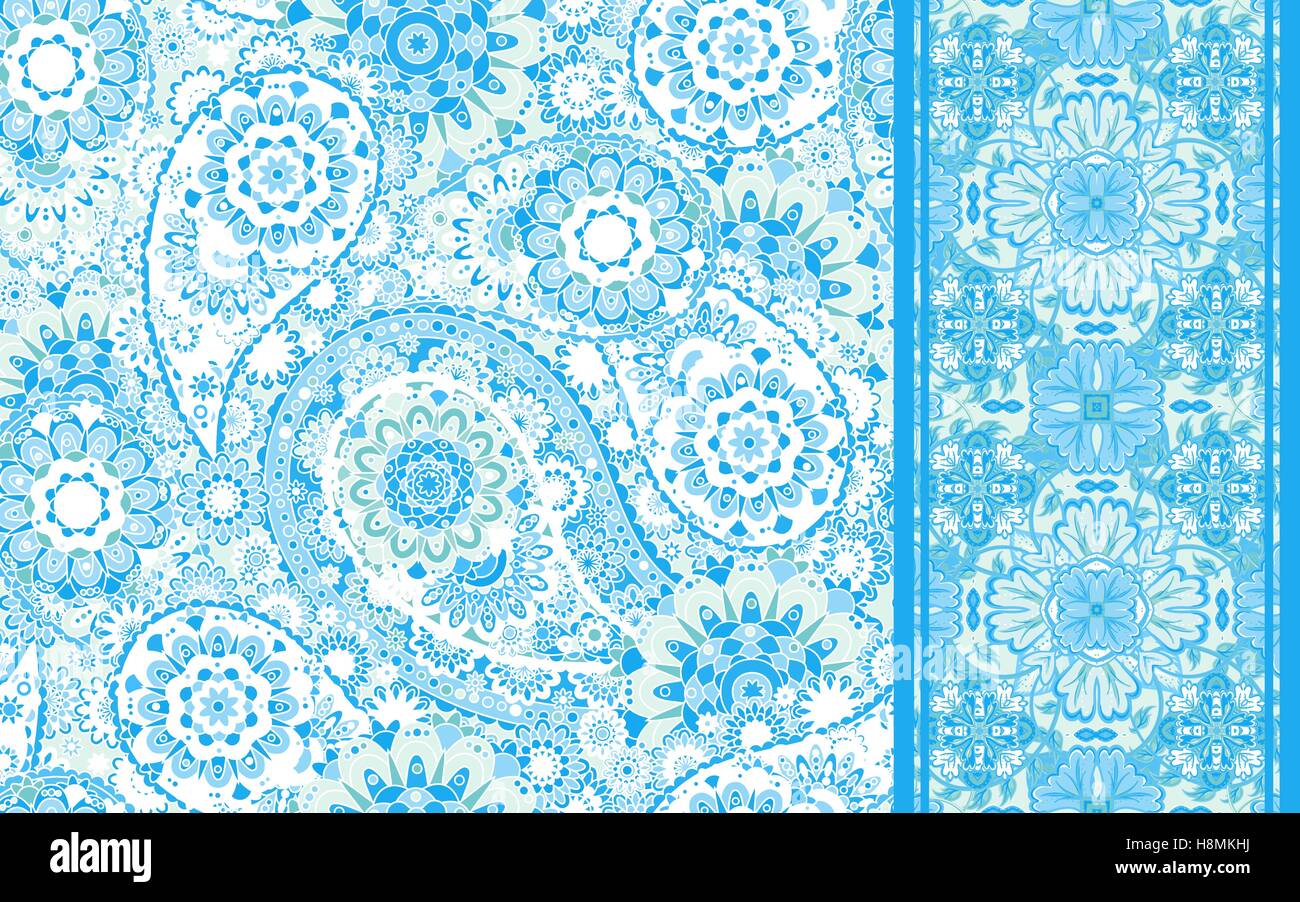 Set of seamless pattern based on traditional Asian elements Paisley and ...