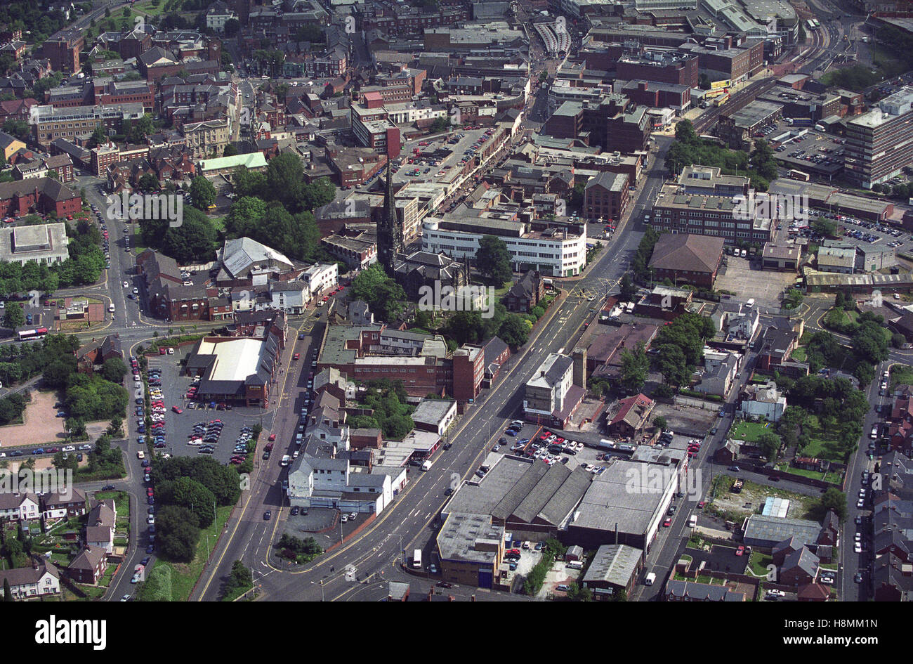 Aerial view Dudley Town Centre 1998 Stock Photo - Alamy