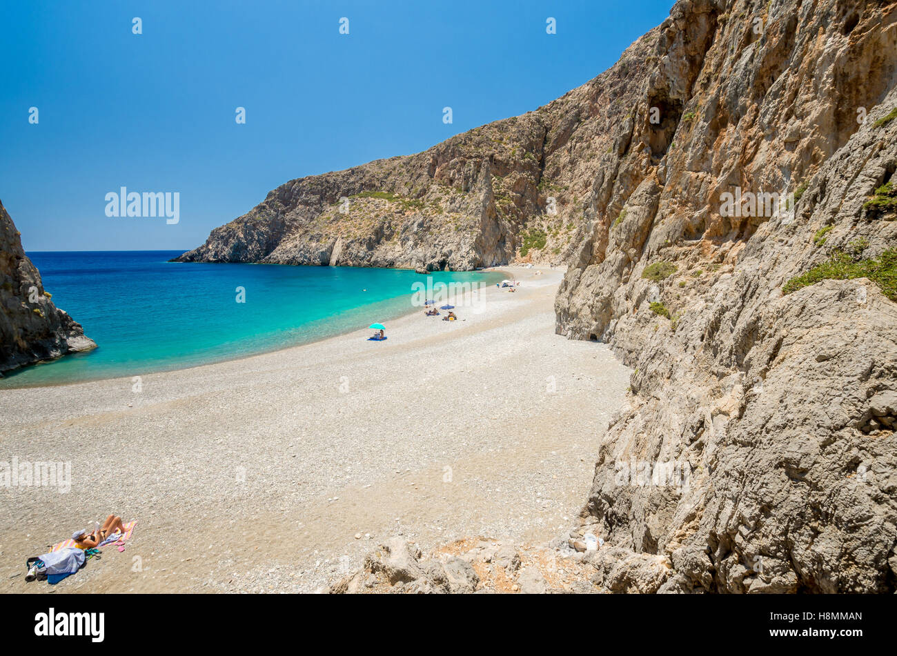 Agiofarago beach, Crete island, Greece. Agiofaraggo is one of the most ...