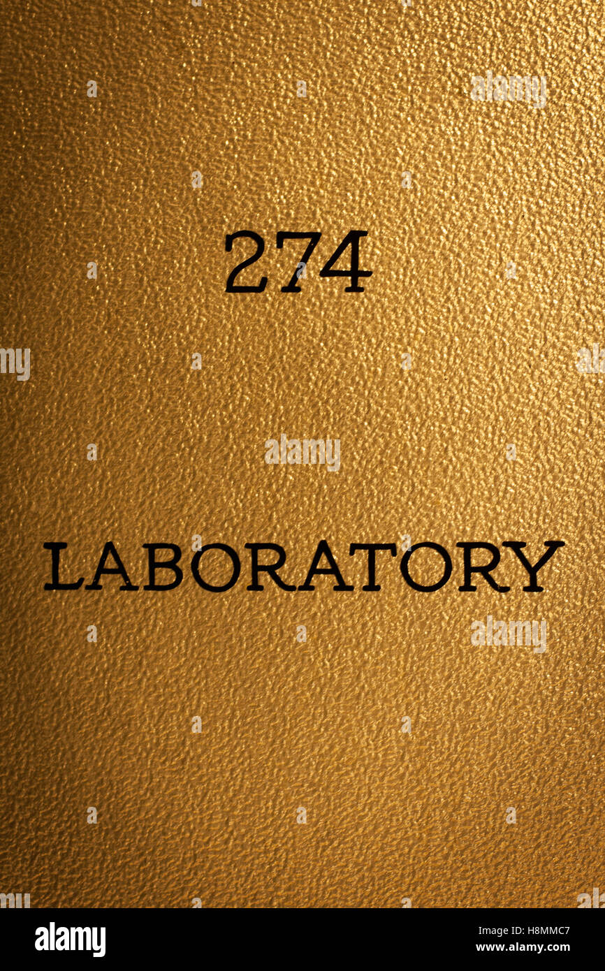 Textured Glass Window Laboratory Sign on Vintage Lab Door Stock Photo ...