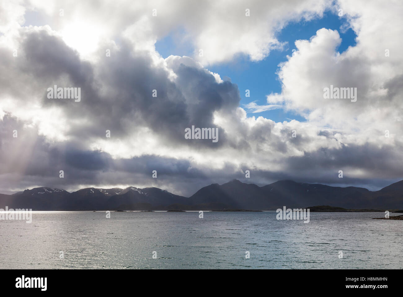 Lofoten Islands weather over Vestvagoy from from Rorvik on the Henningsvaer road, Lofoten ...