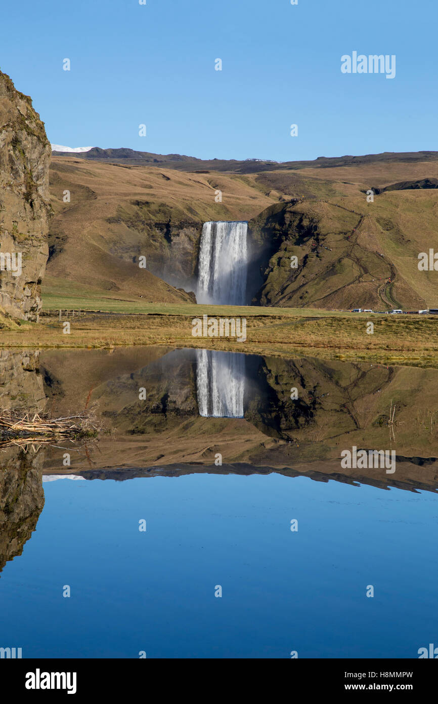 Famous skogafoss waterfall river reflection hi-res stock photography and images - Alamy