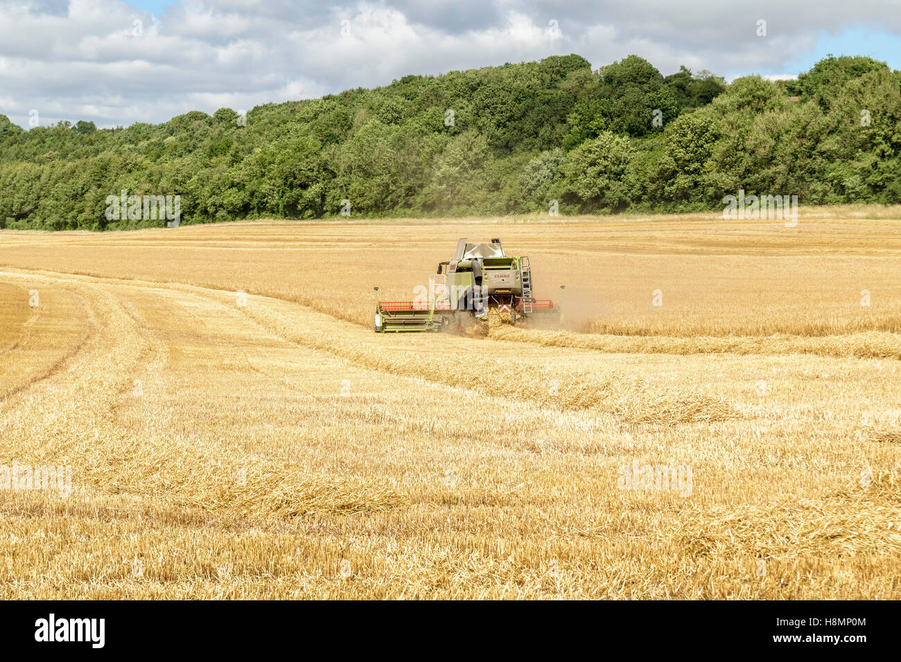 A Claas 750 Lexion Combine Harvester working the fields in Kent Stock ...
