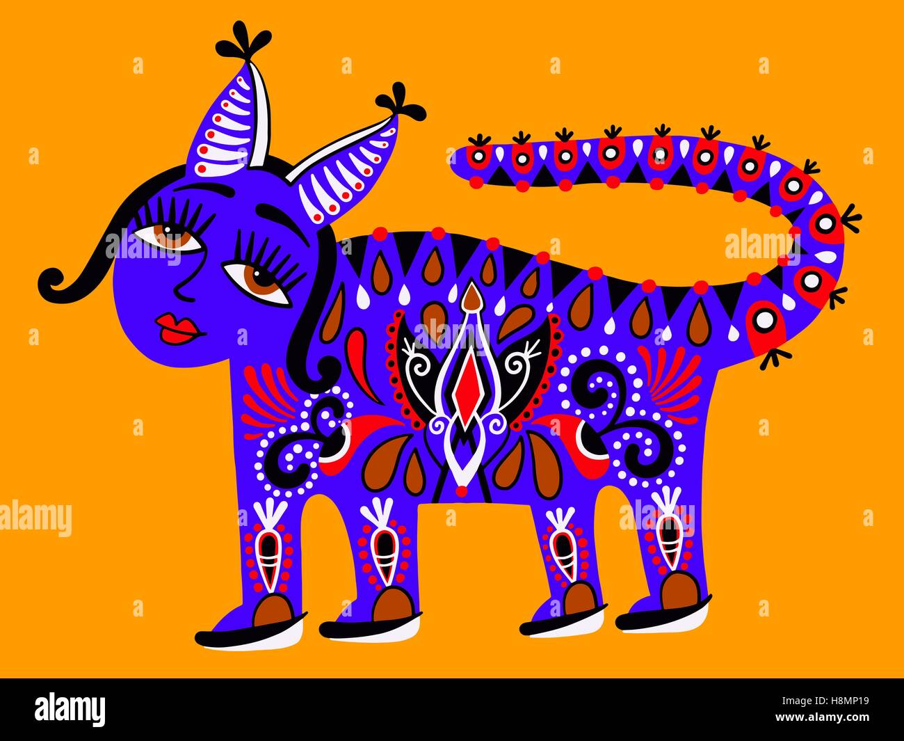 Fantastic ethnic folk animal on Ukrainian traditional karakoko s Stock ...