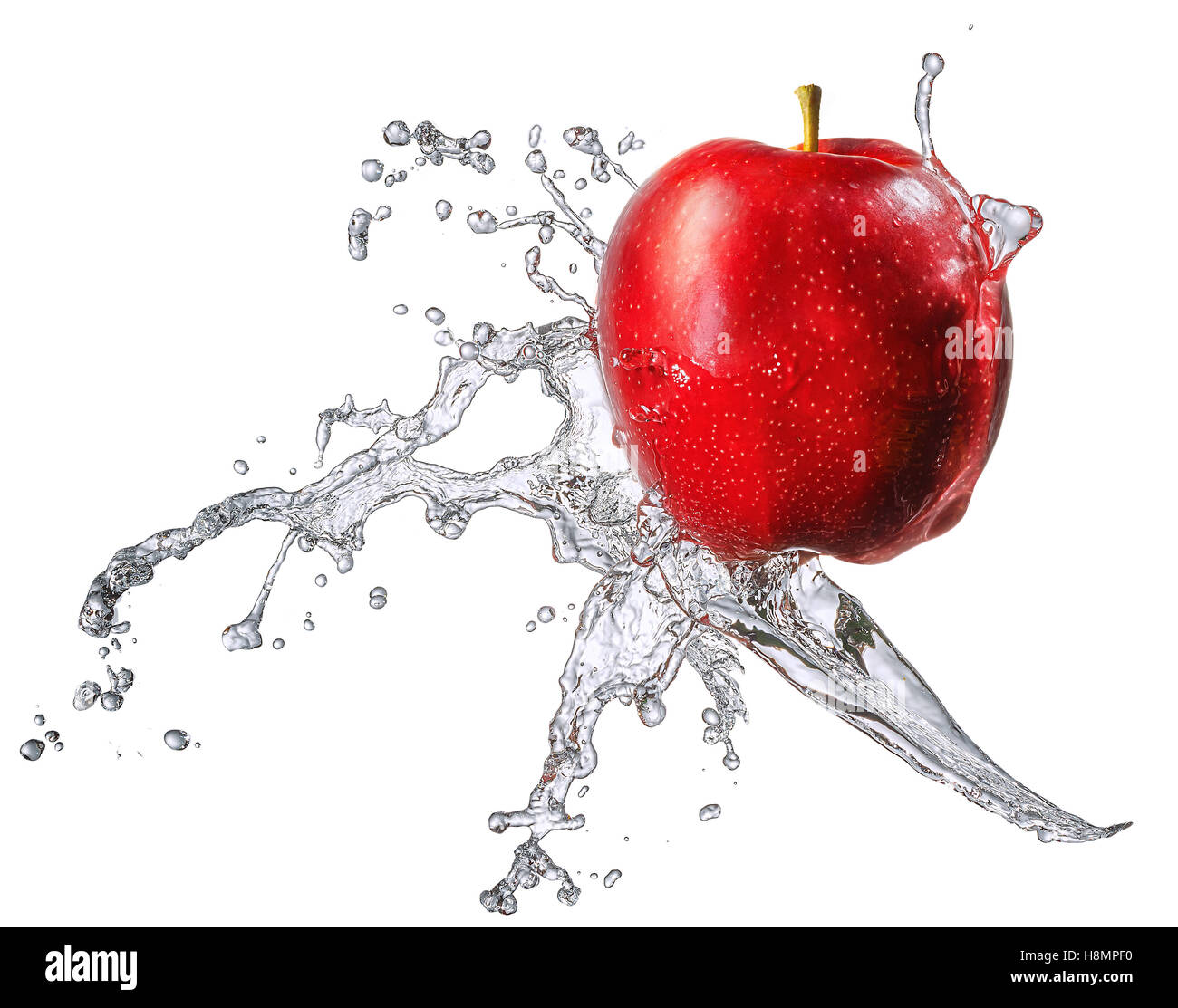 Water splash with apple isolated Stock Photo - Alamy