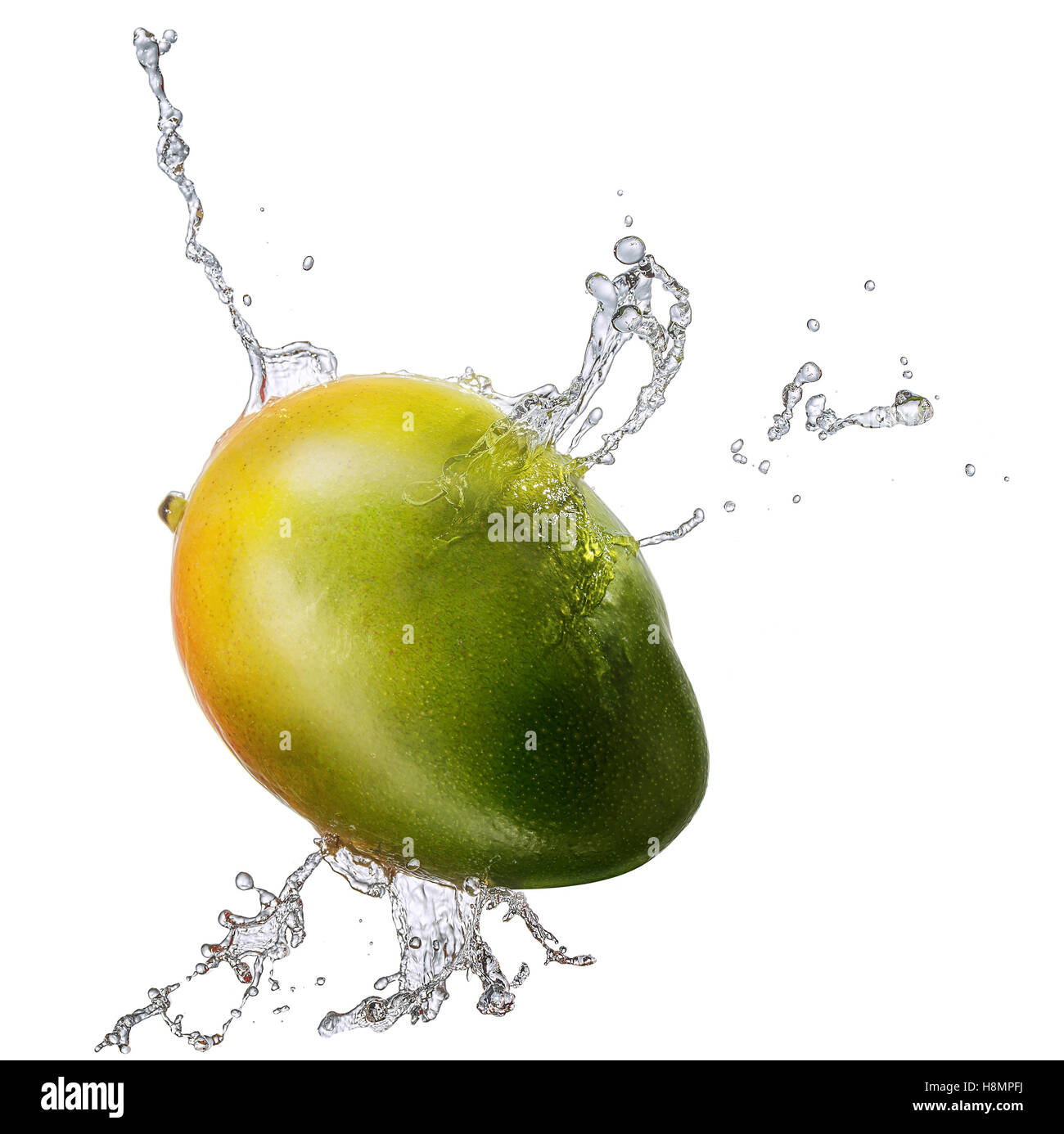 Water splash with mango isolated Stock Photo - Alamy
