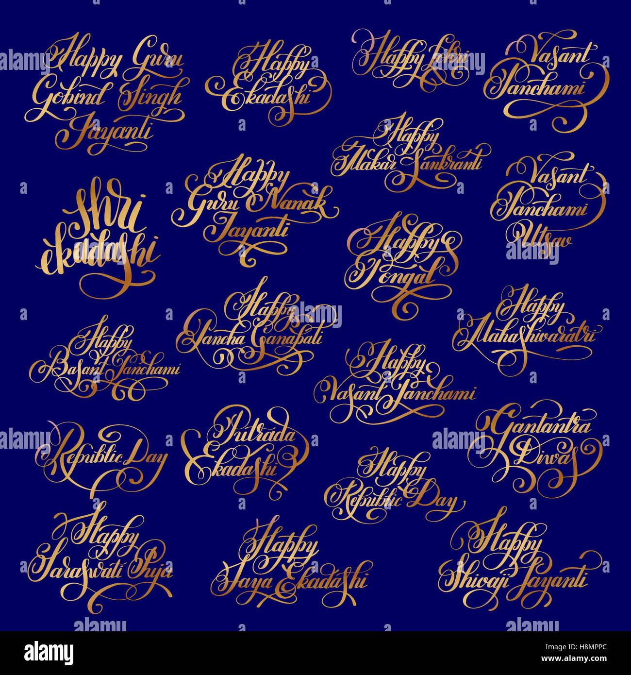 big set of golden handwritten inscription Stock Vector Image & Art - Alamy
