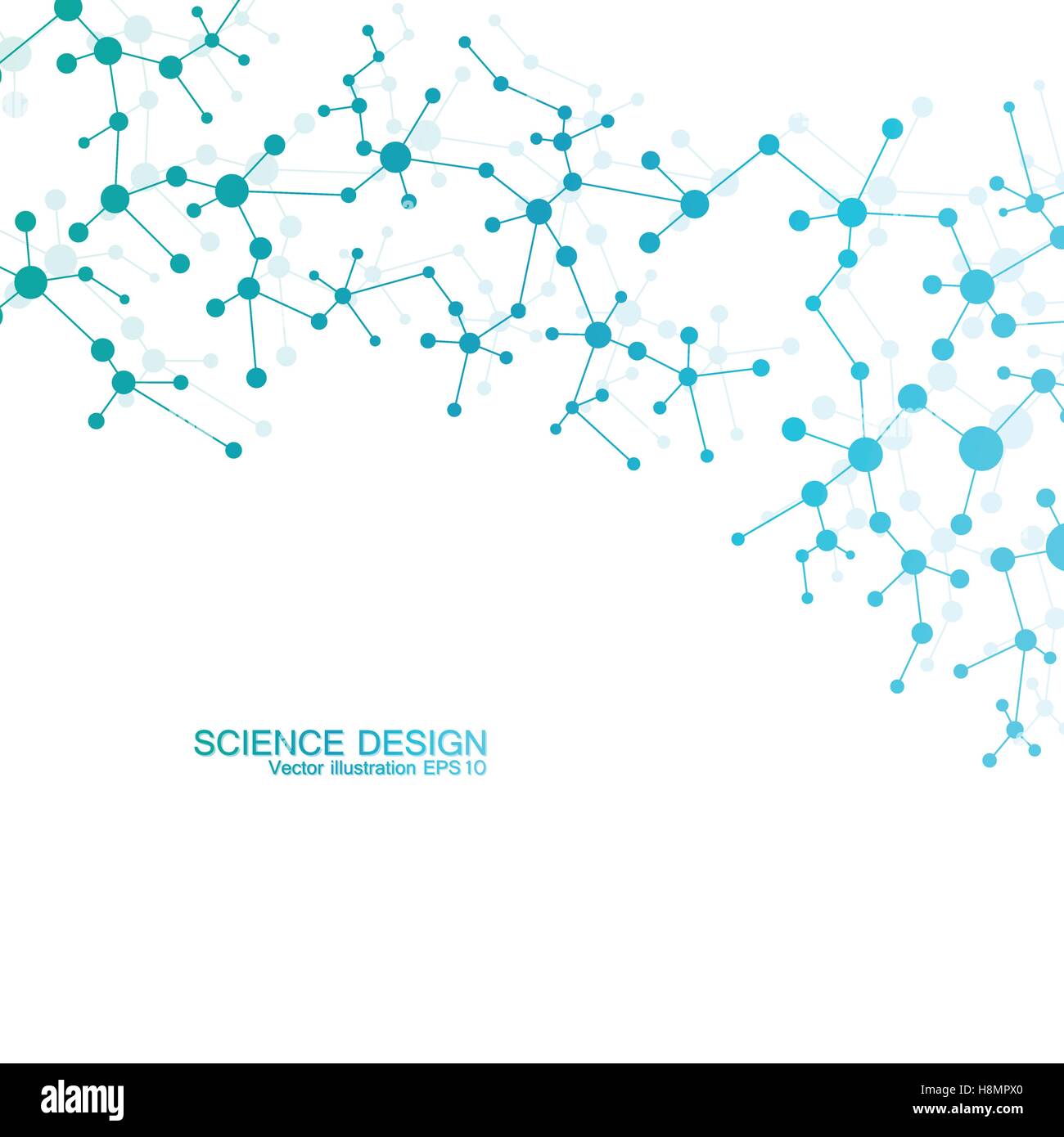 Structure molecule of DNA and neurons. Structural atom. Chemical ...