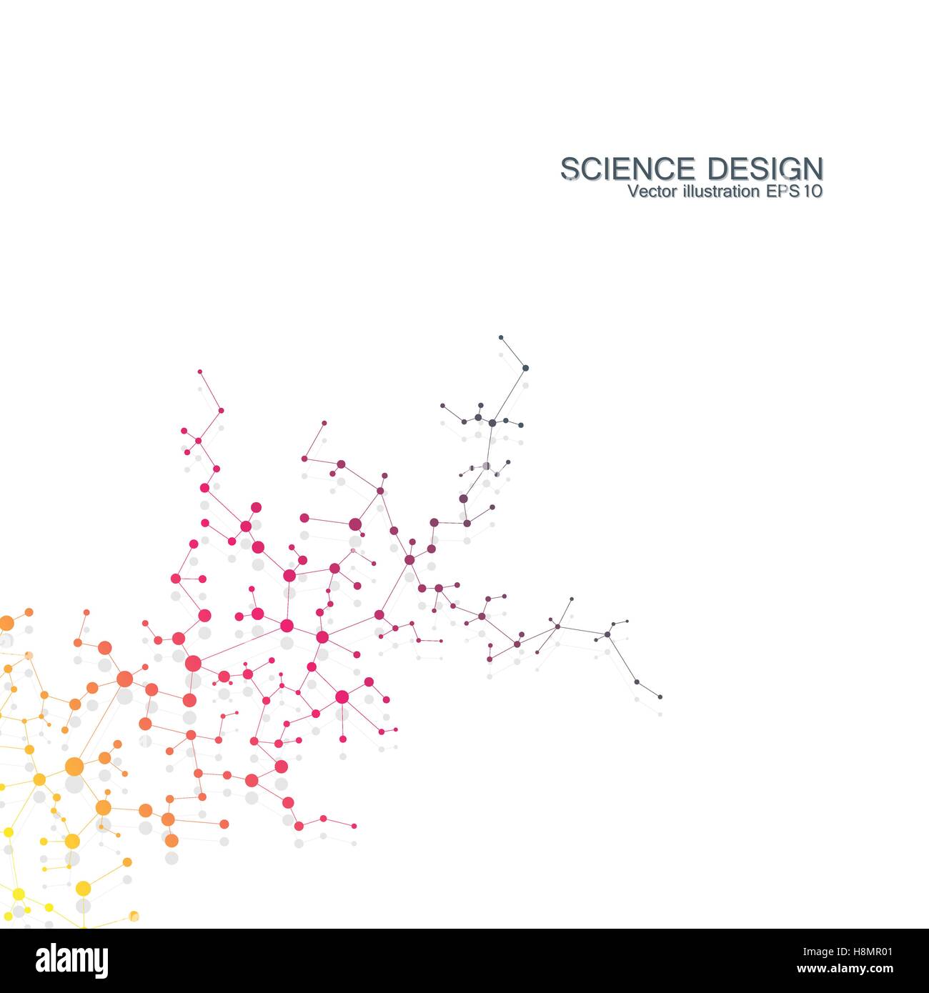Structure molecule of DNA and neurons. Structural atom. Chemical ...