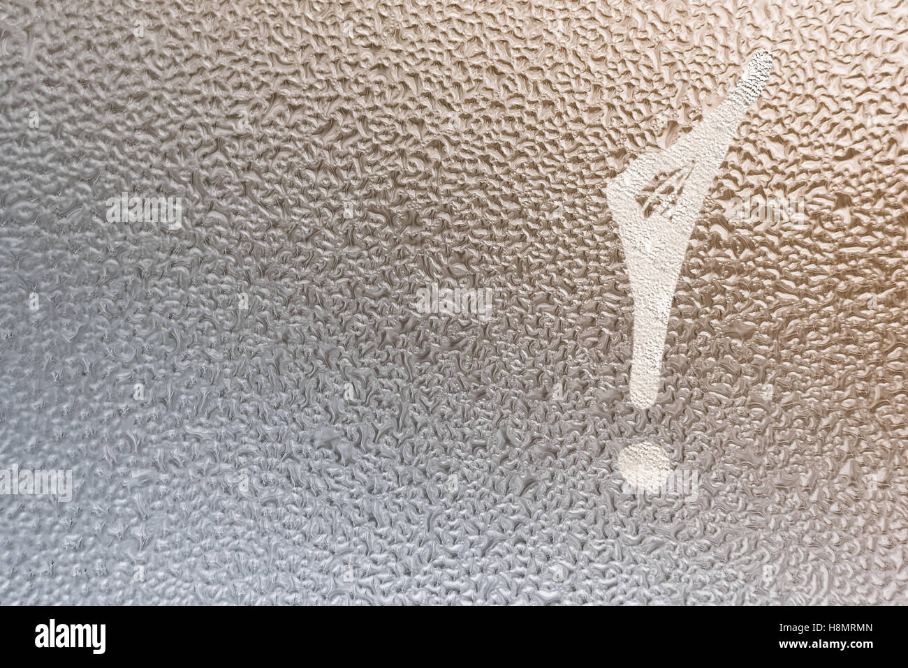 the exclamation mark on the misted glass with water drops Stock Photo ...