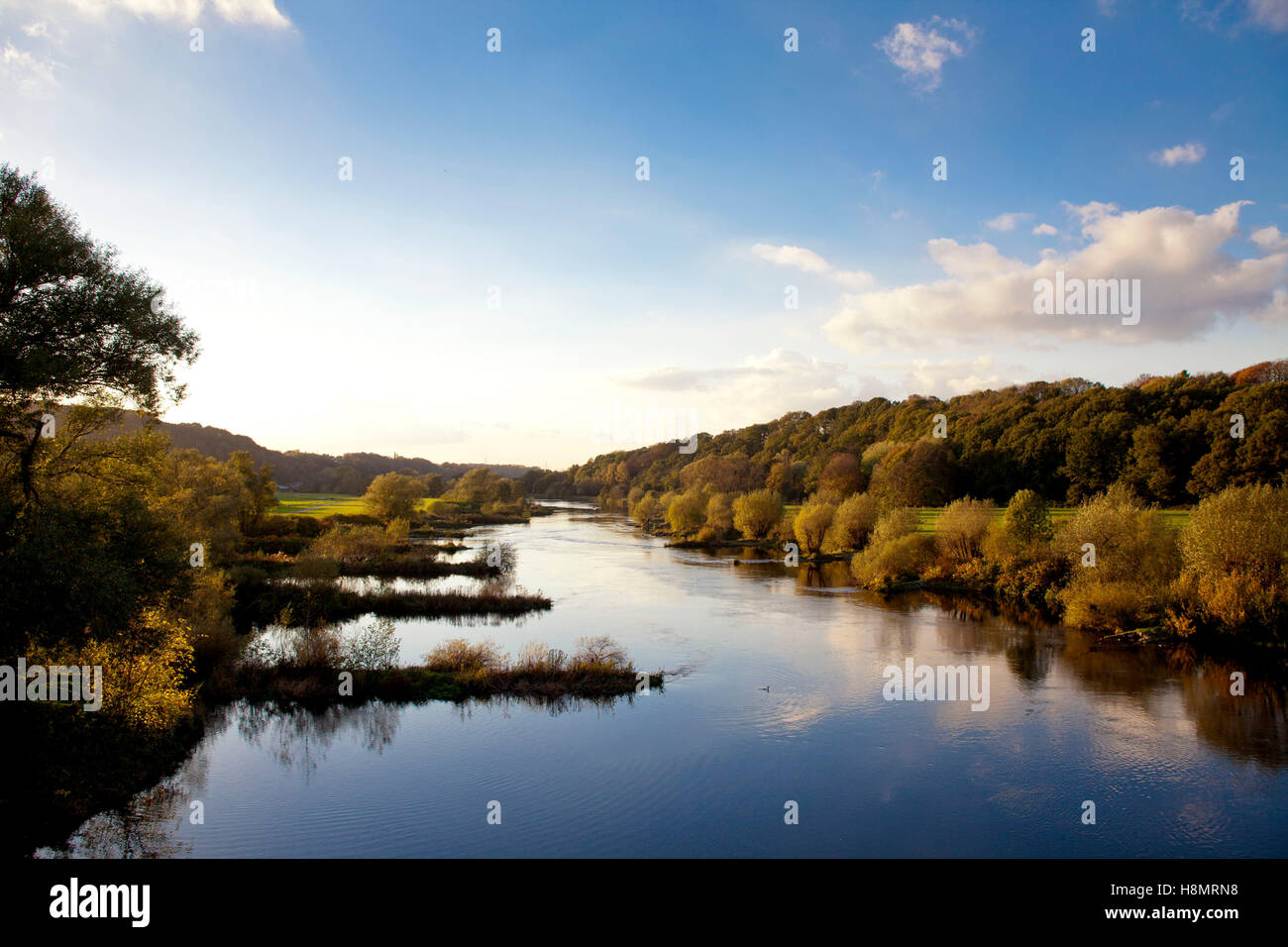 Germany, Ruhr area, the river Ruhr between Hattingen and Bochum Stock ...