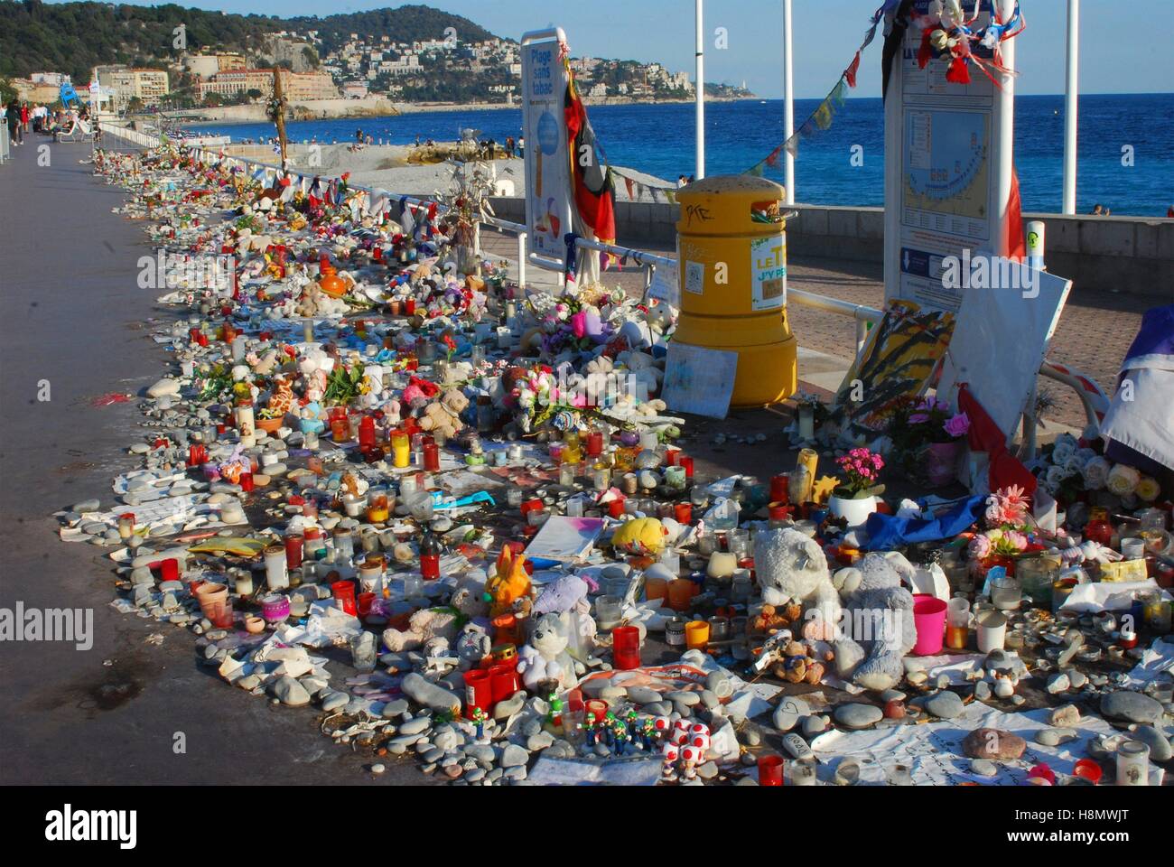 Côte d'Azur. Nice. Temporary memorial place and mourning place for the ...