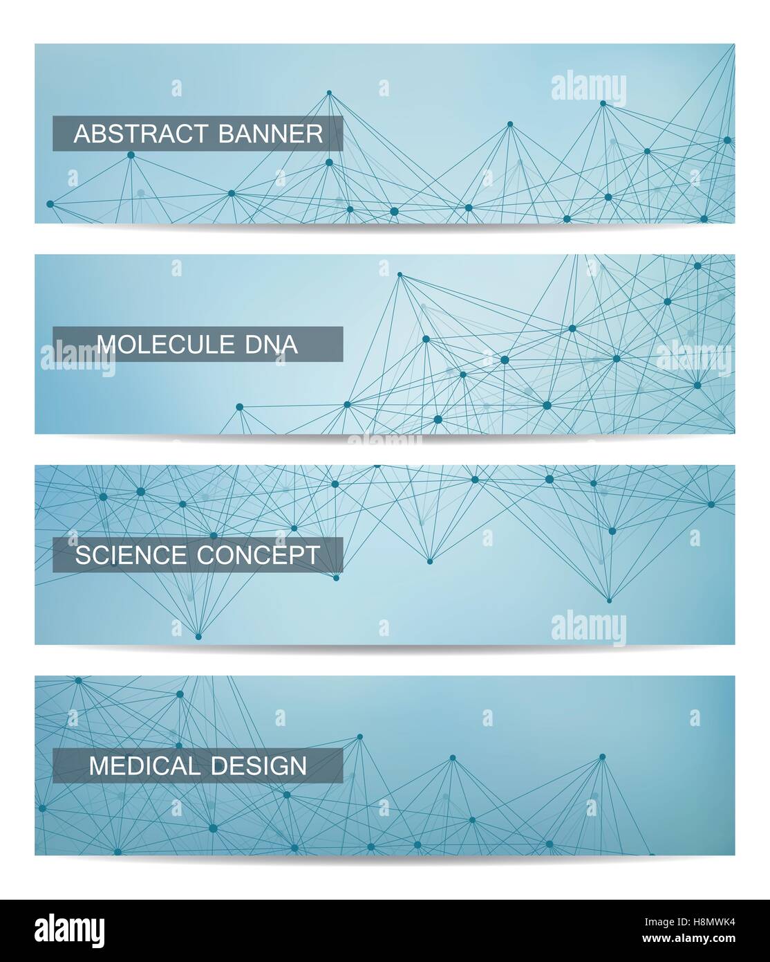 Set of modern scientific banners. Molecule structure DNA and neurons ...