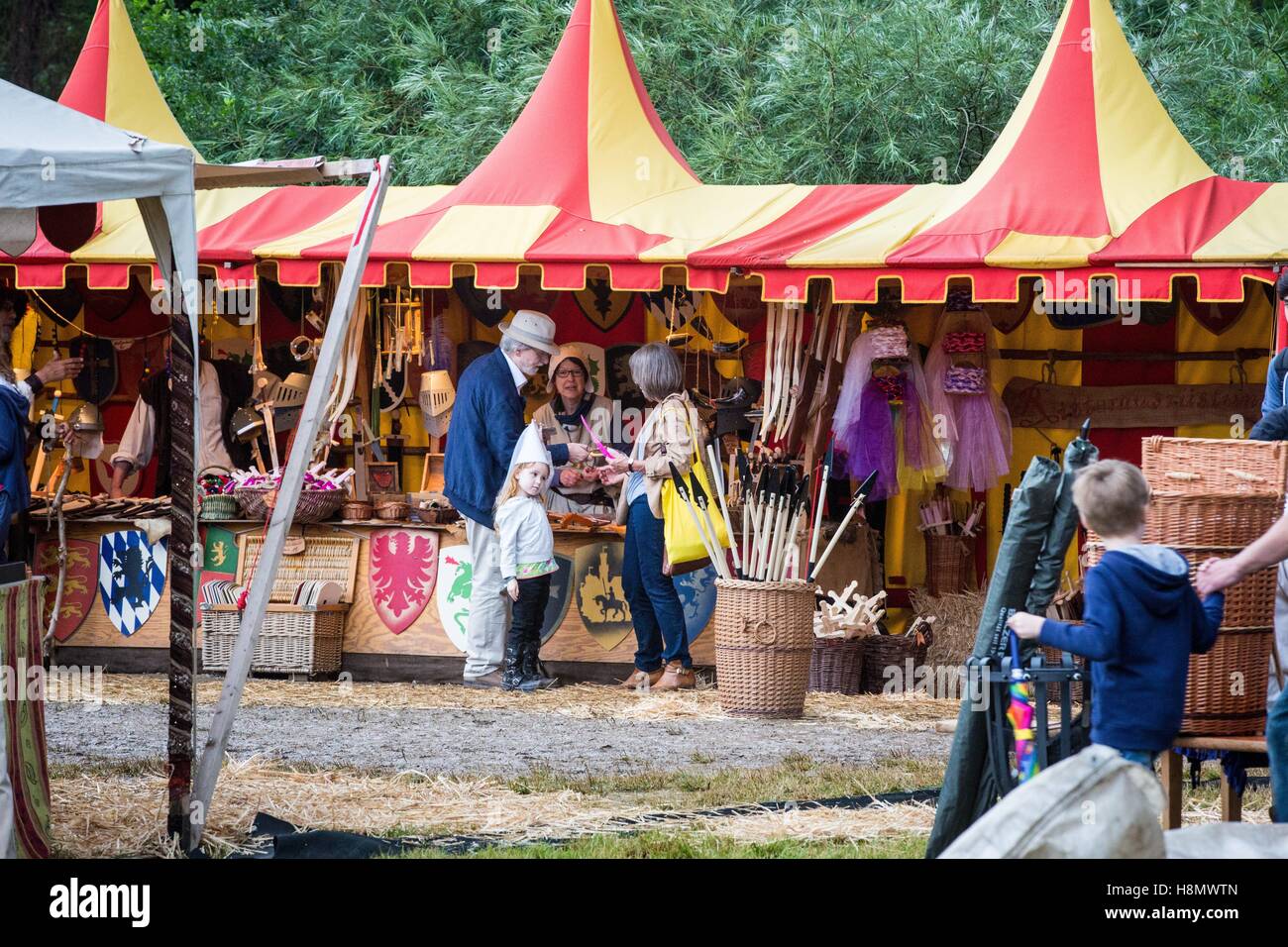Medieval tents at a medieval market, Waiblingen Germany, June 25, 2016 ...