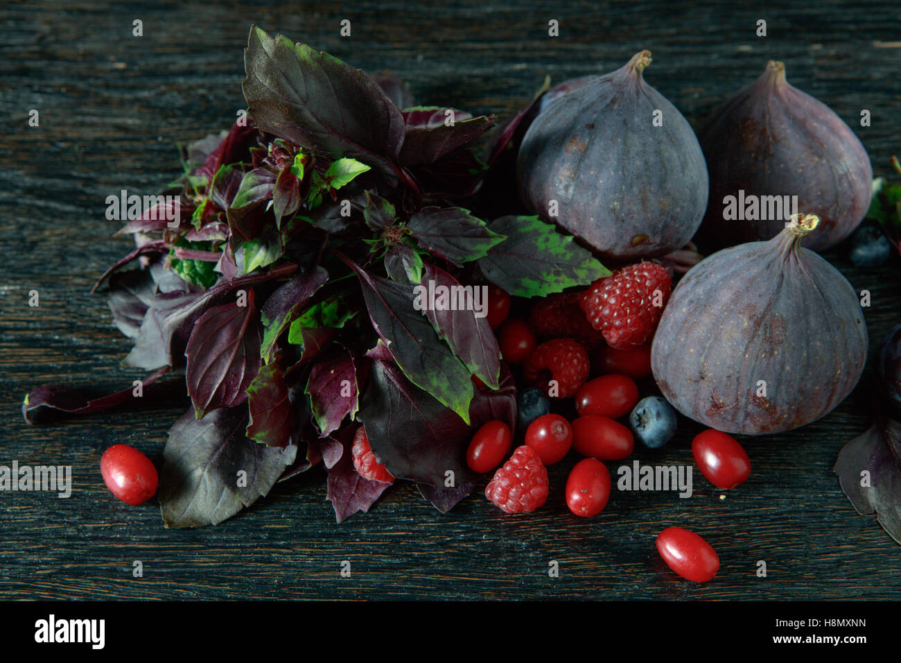 ripe fruit and berry with a useful herb Stock Photo - Alamy