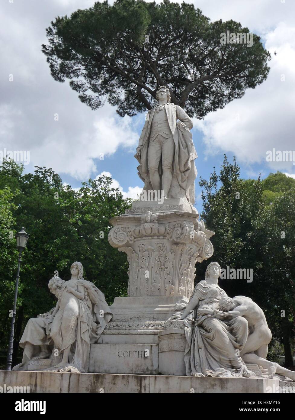 Statue of German poet Goethe in the Villa Borghese Gardens in Rome ...