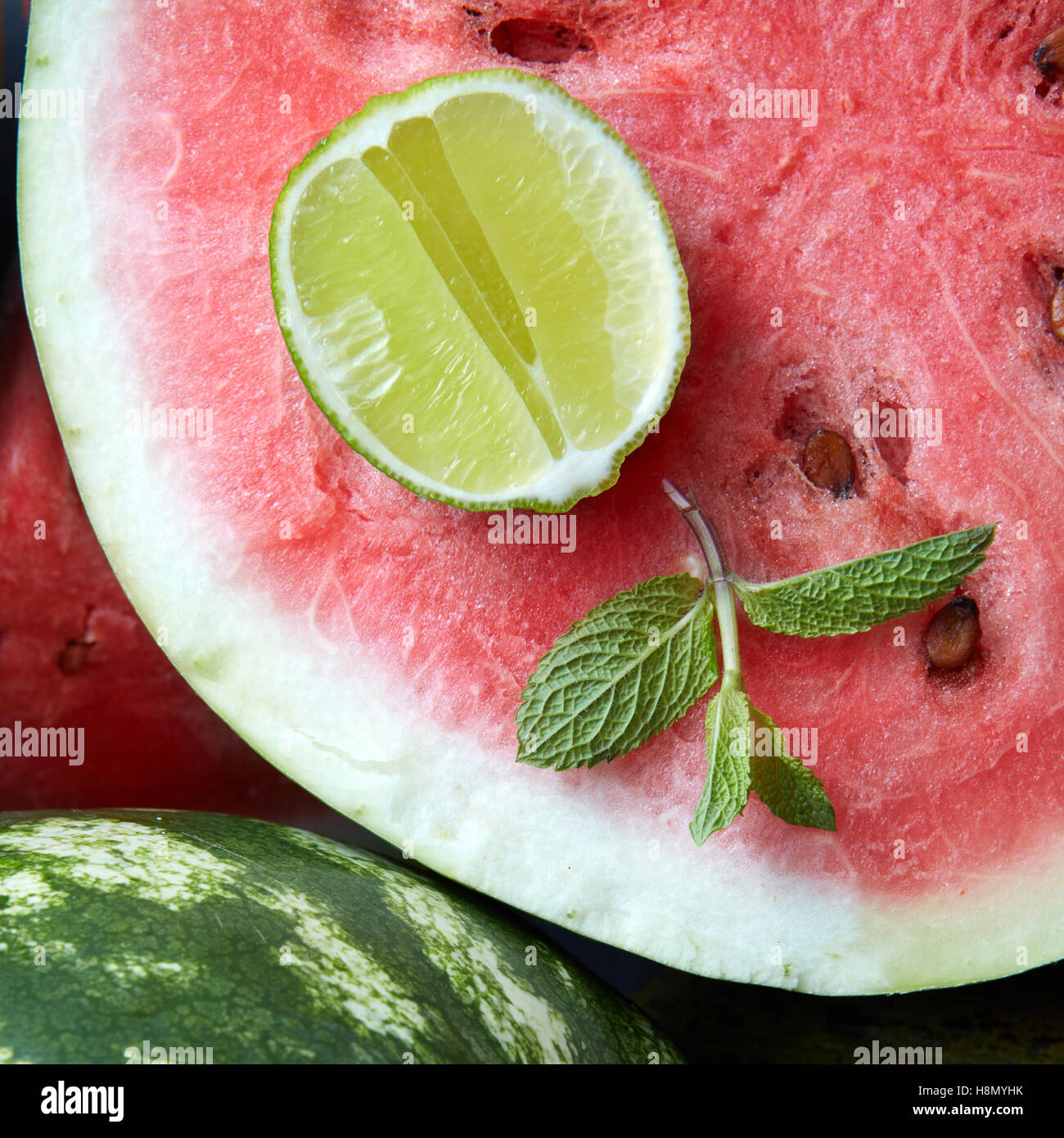 Close-up of fresh slices red watermelon Stock Photo - Alamy